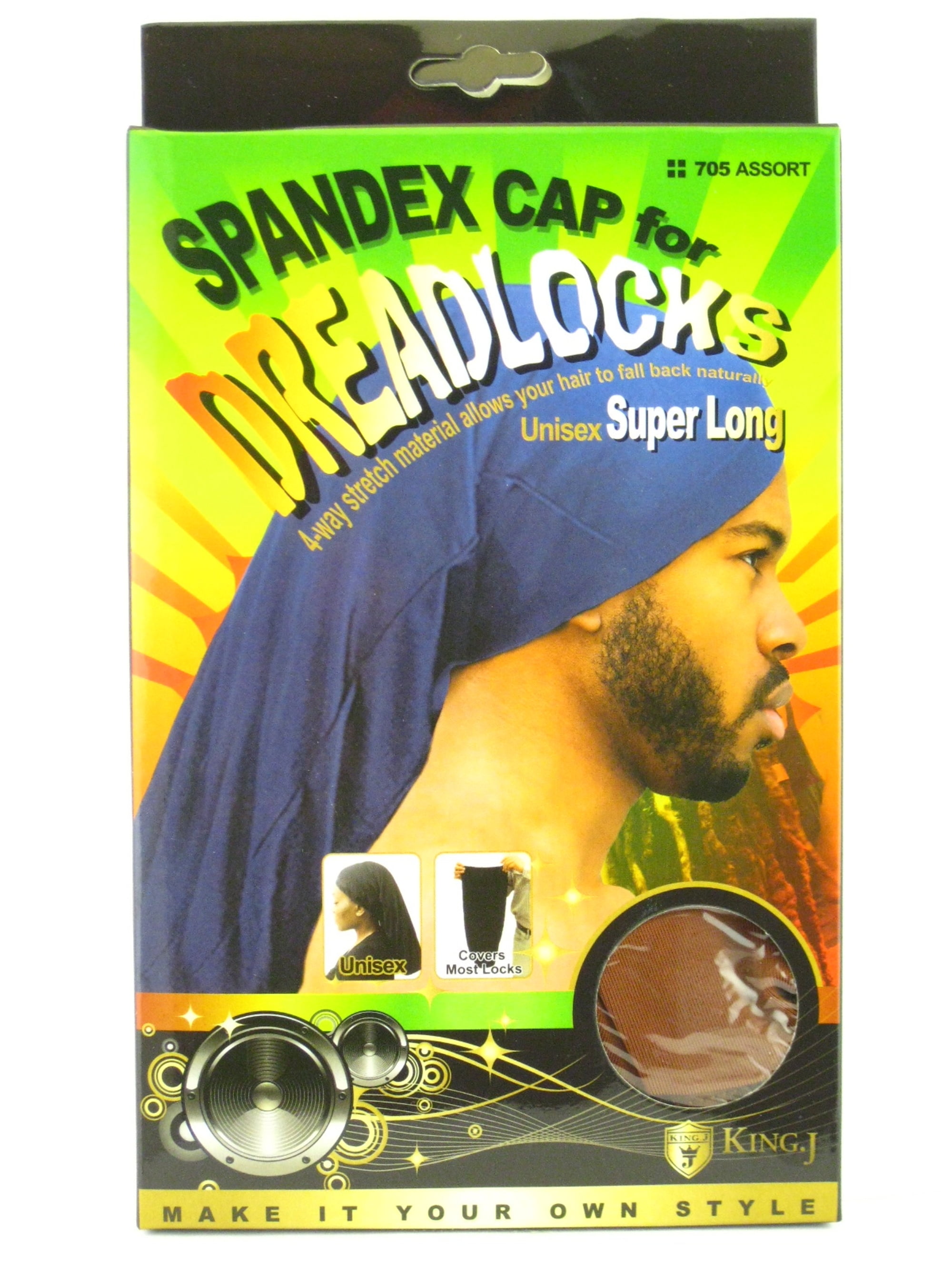 King.J Super Long Unisex Adult Spandex Dreadlock Hat Cap (Brown ...