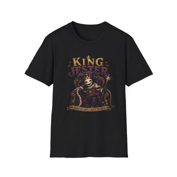 King Jester Throne Illustration T-Shirt | Medieval Joker Design ...
