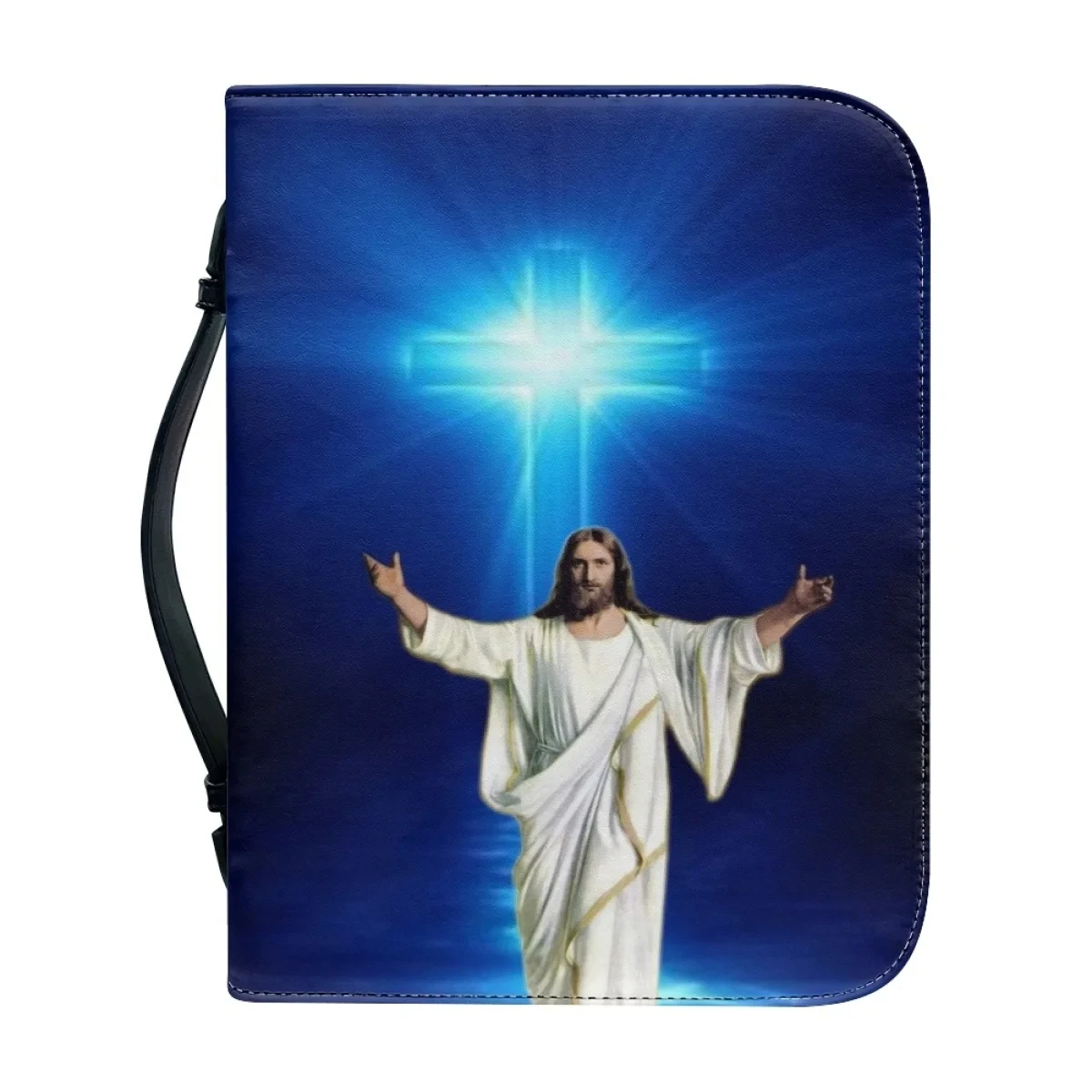 King Jesus Pattern Print for Women Leather Zippered Handle Bible Bag ...