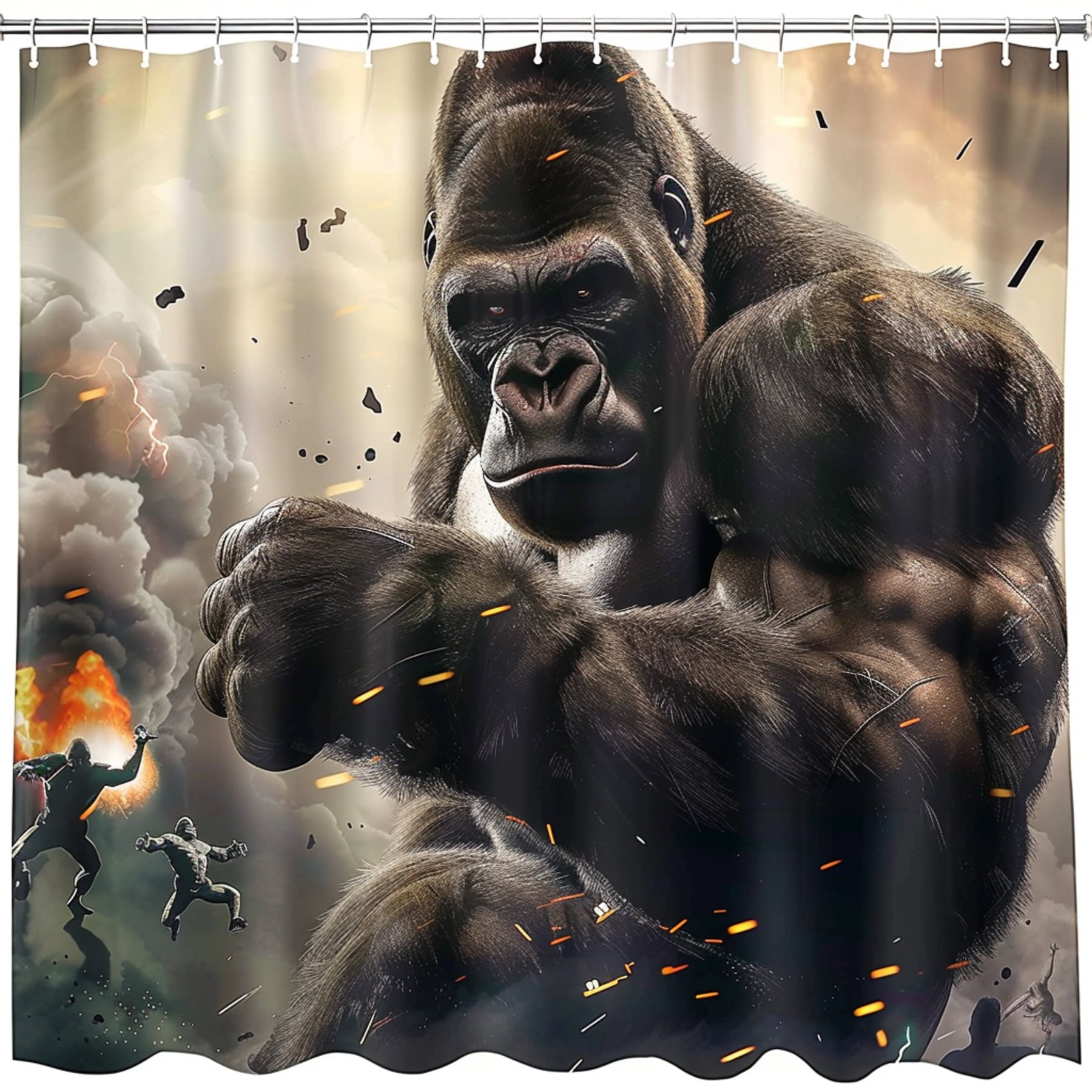 King Kong Gorilla Battle Anime Shower Curtain Detailed Design for ...