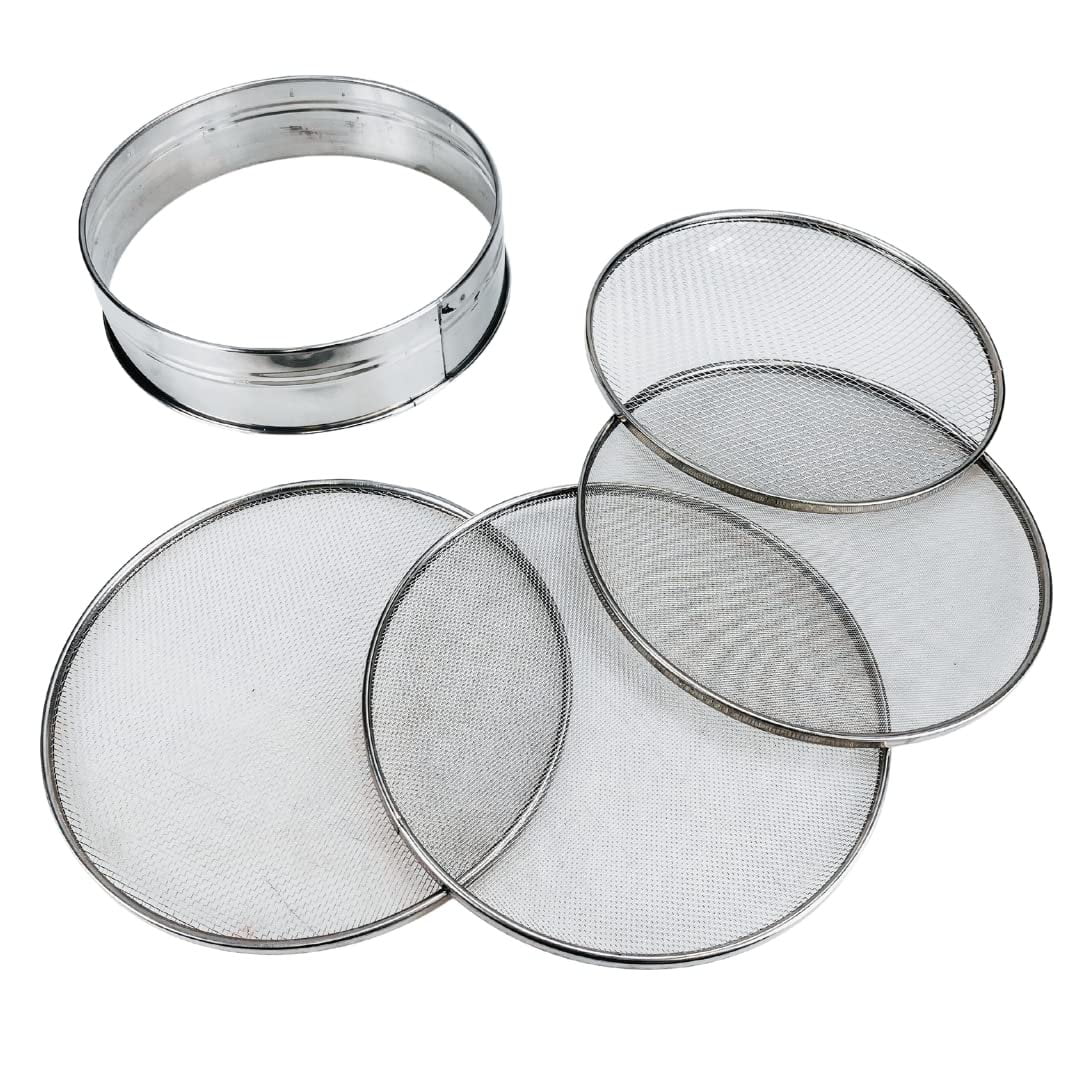 KING LODE 8 Inch Soil Sieves Set 5 Pc Set Includes 1 Stainless Steel ...