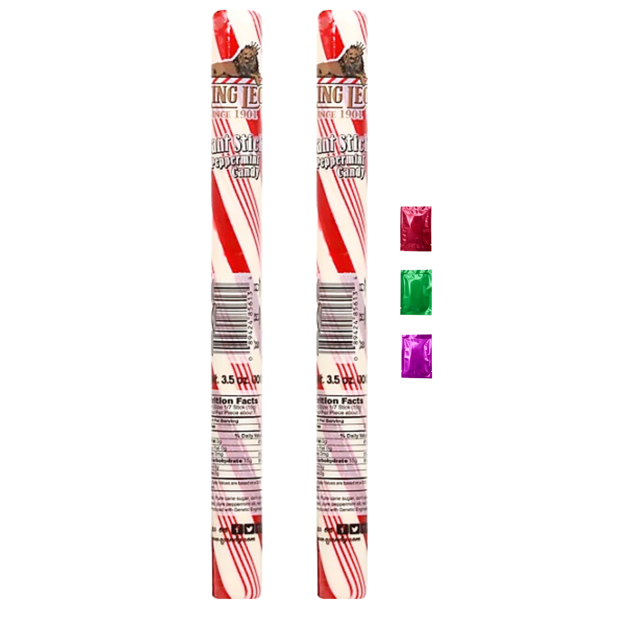 King Leo Giant Peppermint Stick 3.5 oz 2 Pack, Classic Christmas Hard ...