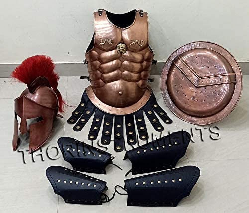 King Leonidas Spartan 300 Movie Helmet W/Red Plume +Muscle Jacket+ ...