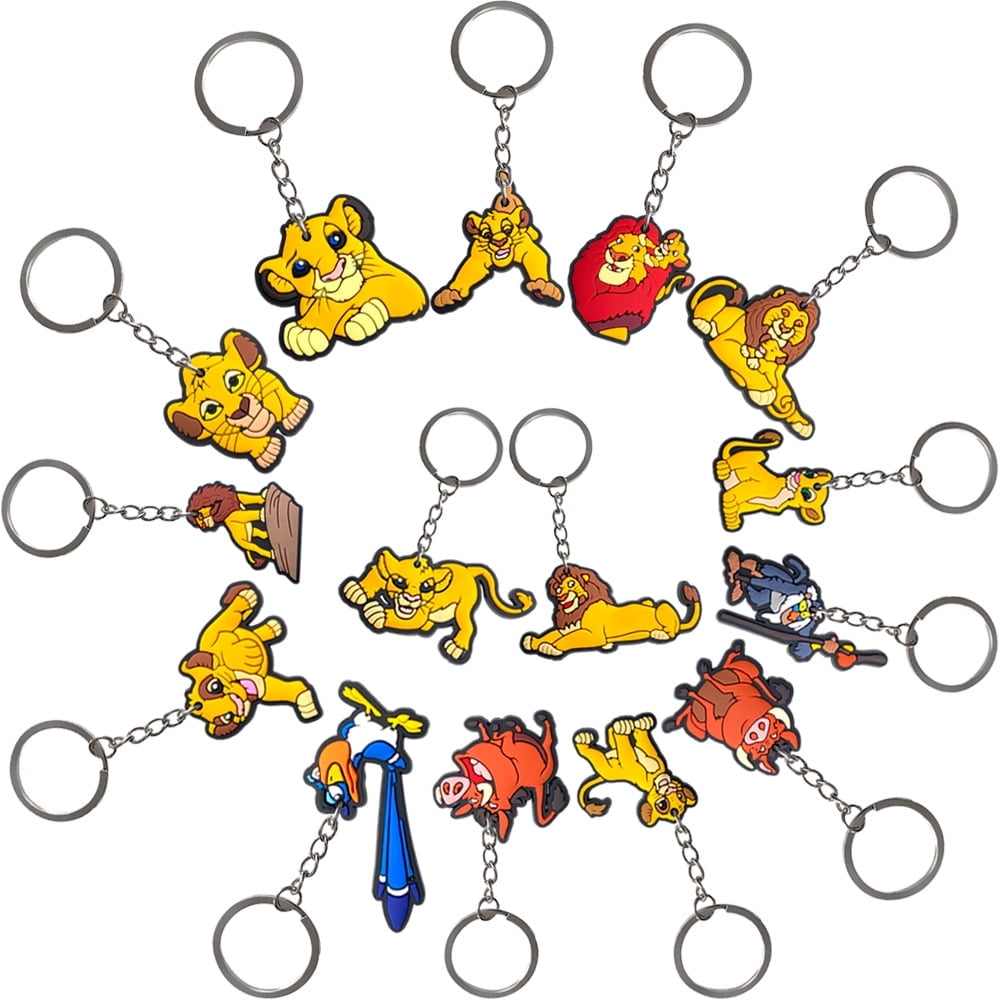 King Lion Rubber Keychain Set, 15 PCS Cartoon Keychains, Durable PVC ...