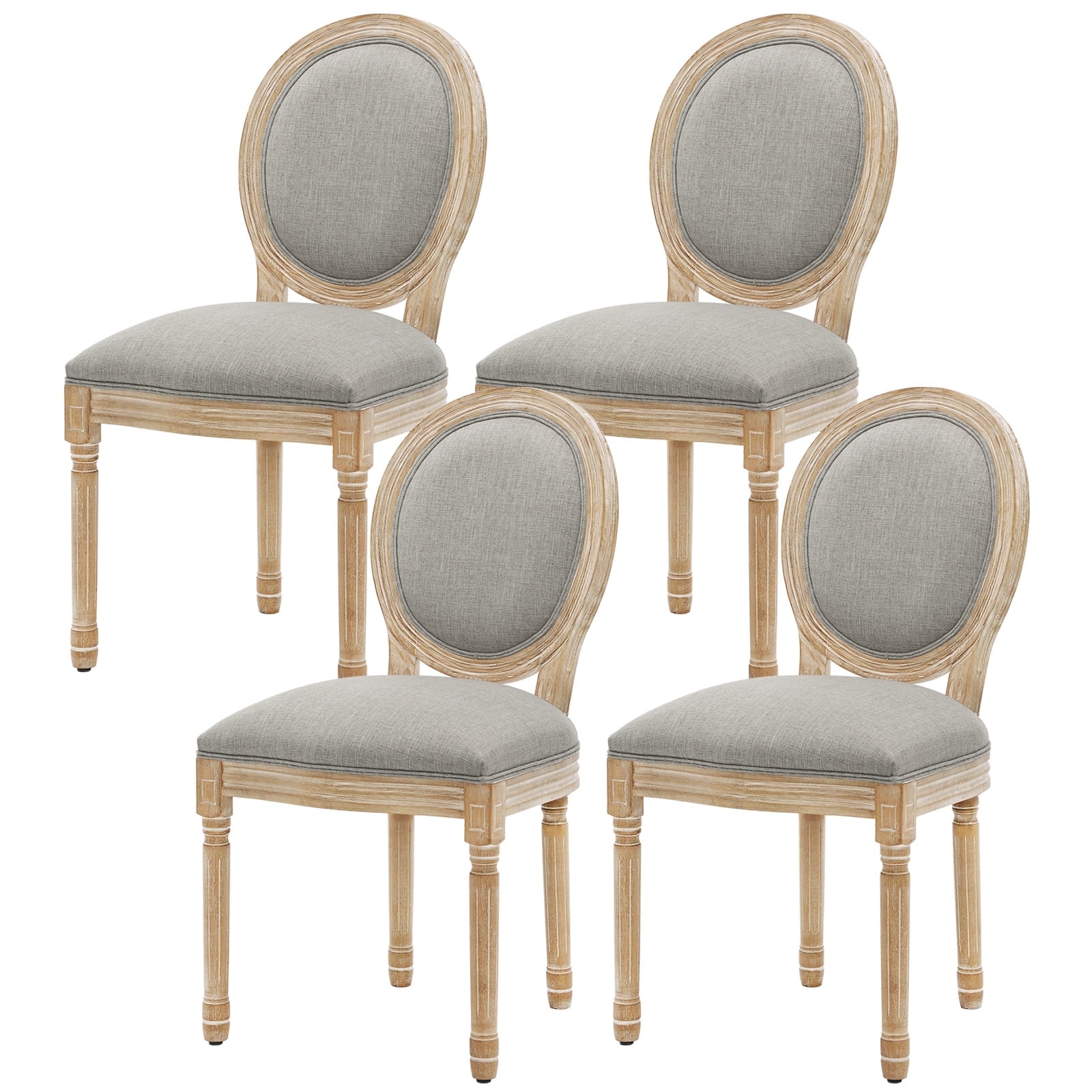 Fumahaus King Louis Back Side Chair Set of 4, Upholstered Linen Dining ...
