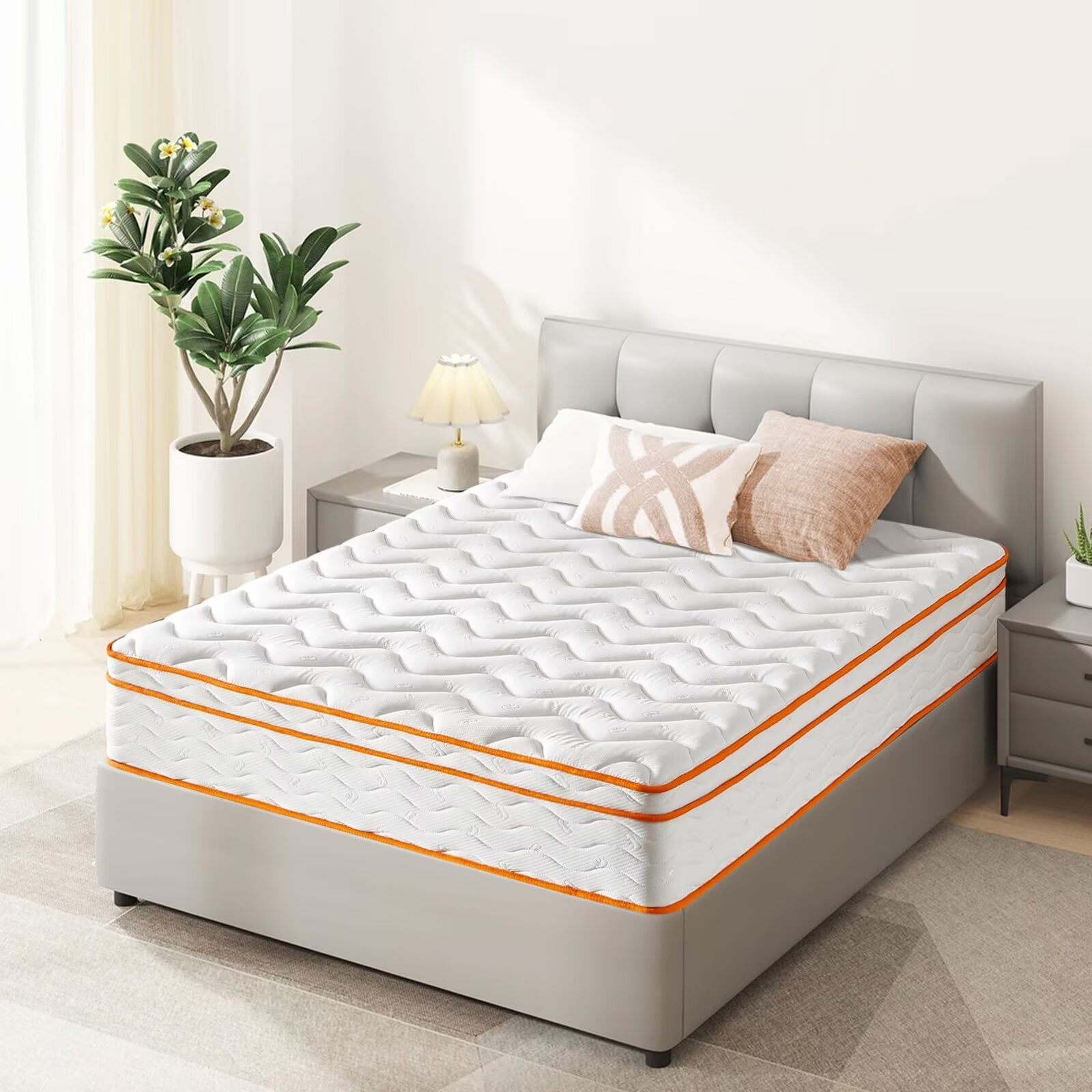 King Mattress, 12 Inch Innerspring Hybrid Mattress in a Box with Gel ...