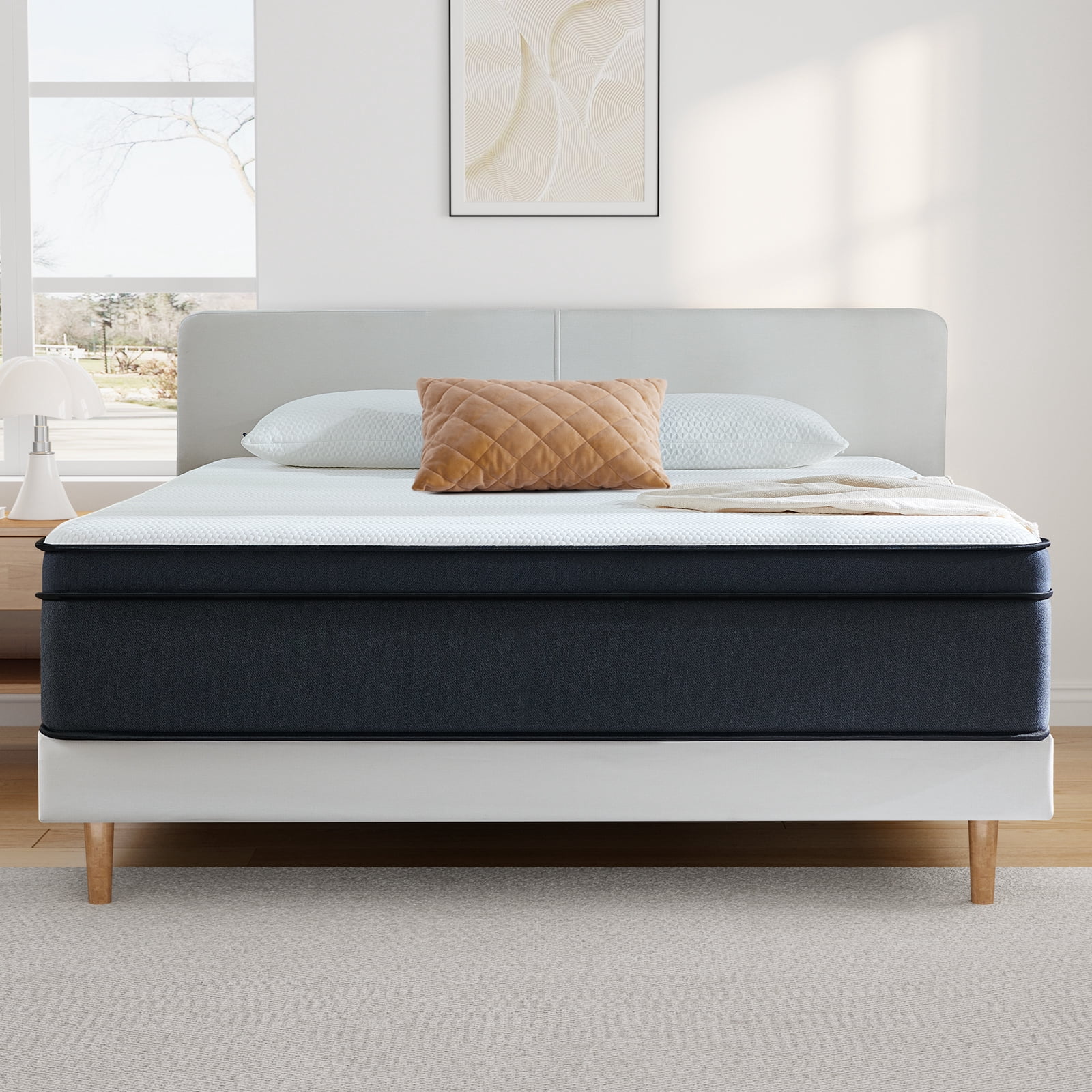 King Mattress, JIAVA 12" Medium Hybrid Memory Foam Mattress in a Box ...