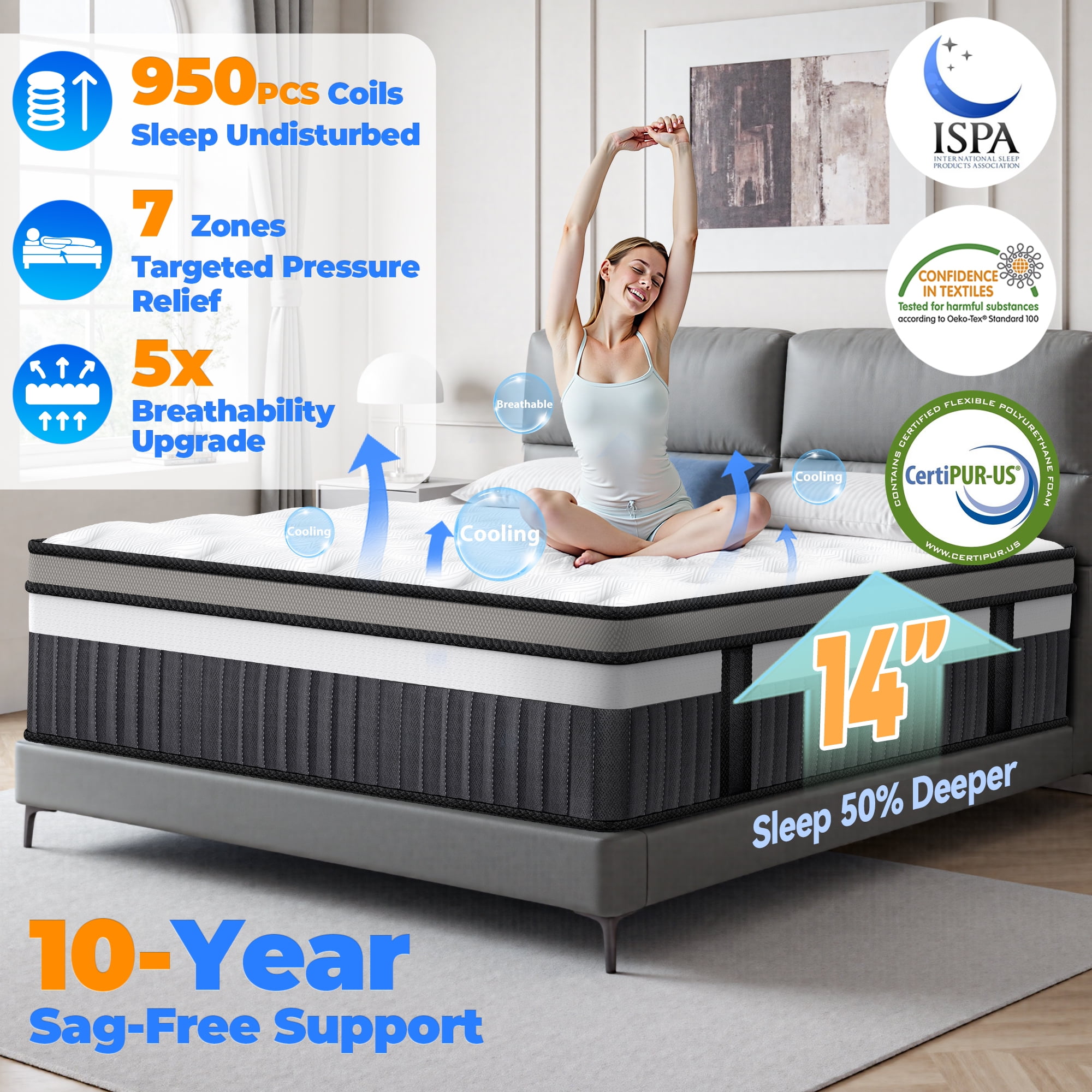 King Mattress, Famistar 14 Inch Memory Foam Mattress King Size ...