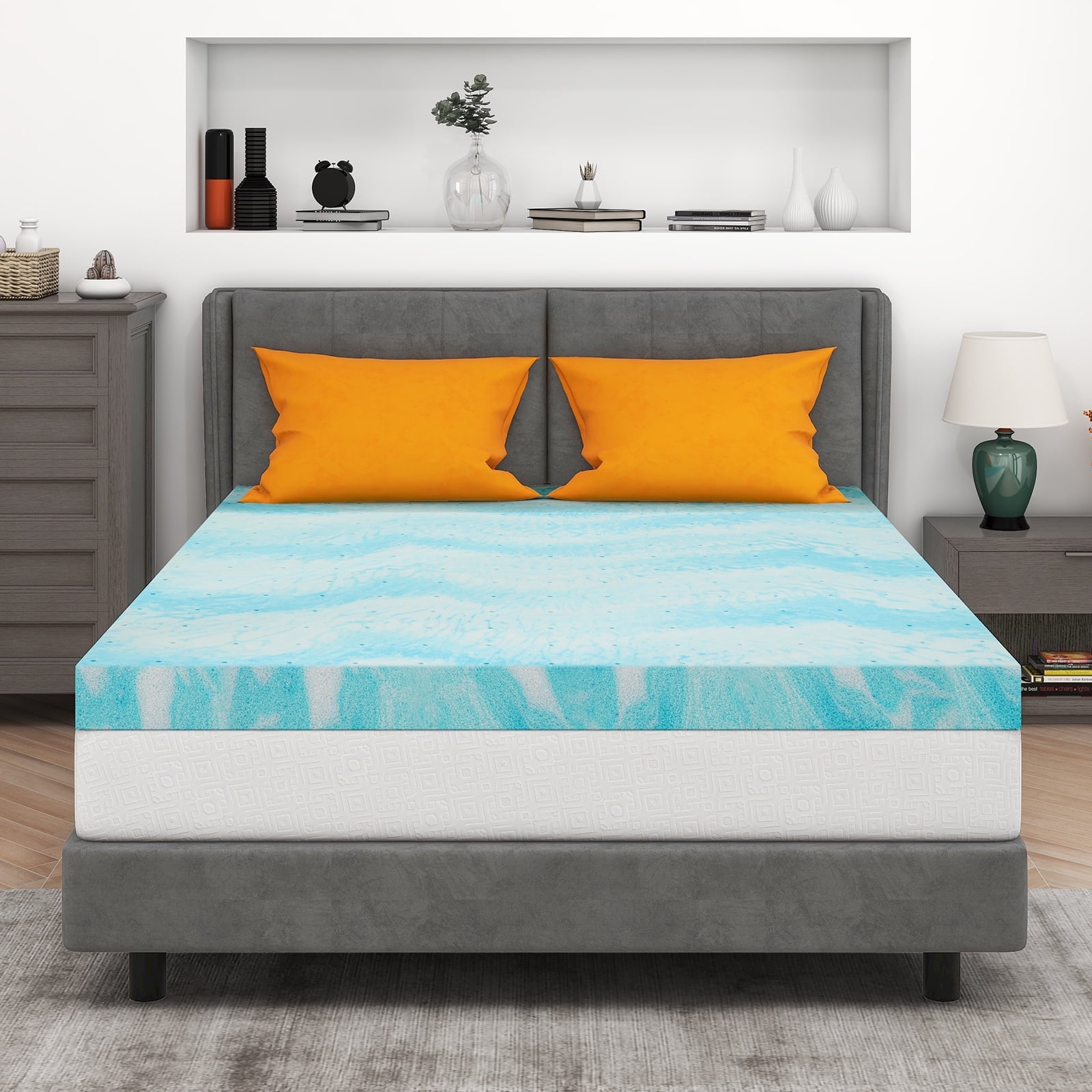 King Mattress Topper,4 inch Gel Infused Memory Foam Mattress Topper ...