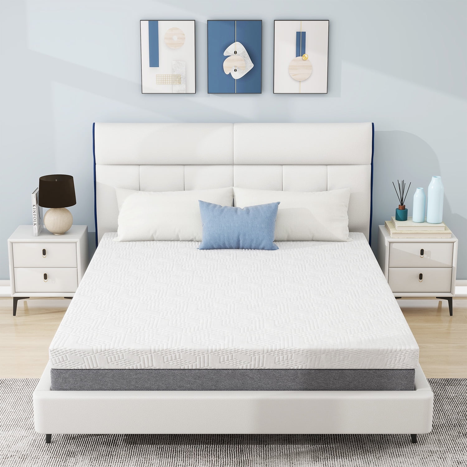 King Mattress Topper, IULULU 4 inch Cooling Memory Foam Mattress Topper ...