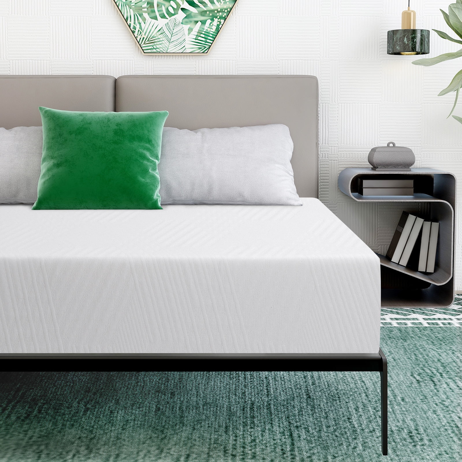 King Size 10 inch Memory Foam Mattress with Bamboo Cover, Green Tea Gel ...