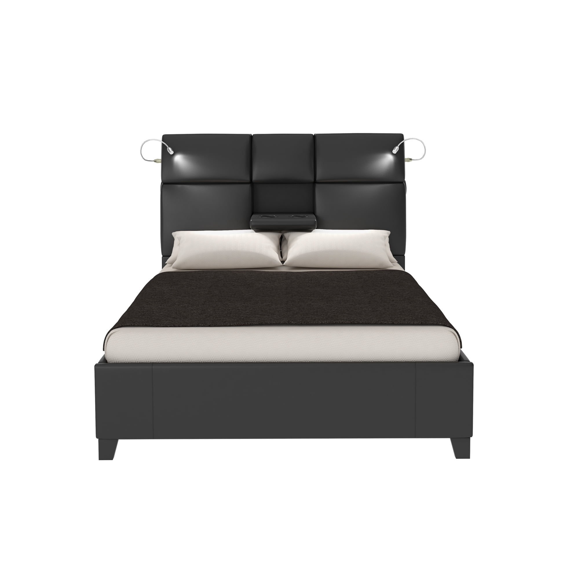 King Music Bed In Black With Touch Lighting, Sound System, Beverage ...