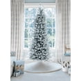King Of Christmas 12ft Snow Flocked Hinged Slim Artificial Christmas ...