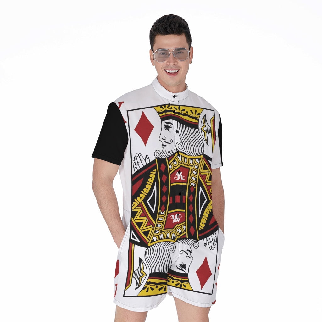 King Of Diamonds Playing Card Short Sleeve Men'S Rompers, King Card ...