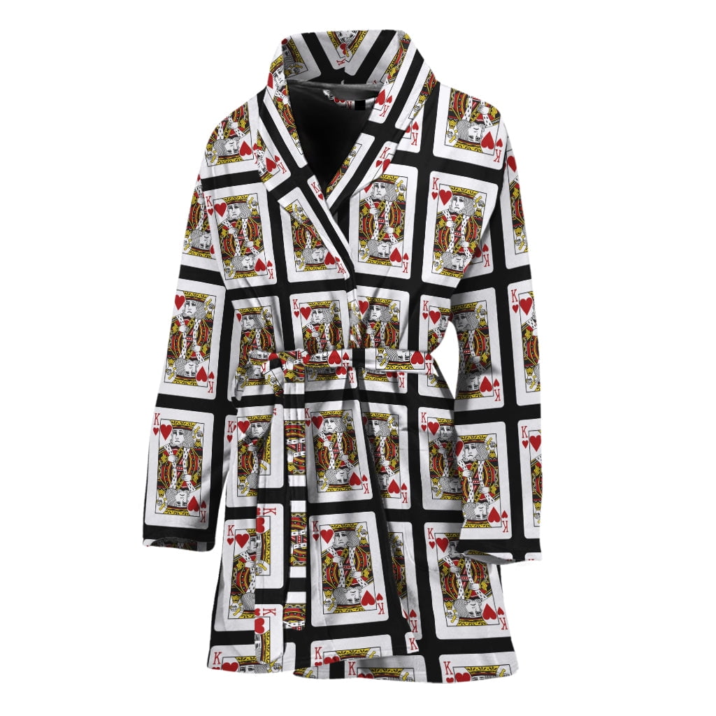 King Of Hearts Pattern Women Bathrobe One Size Univeral Fits Fashion ...