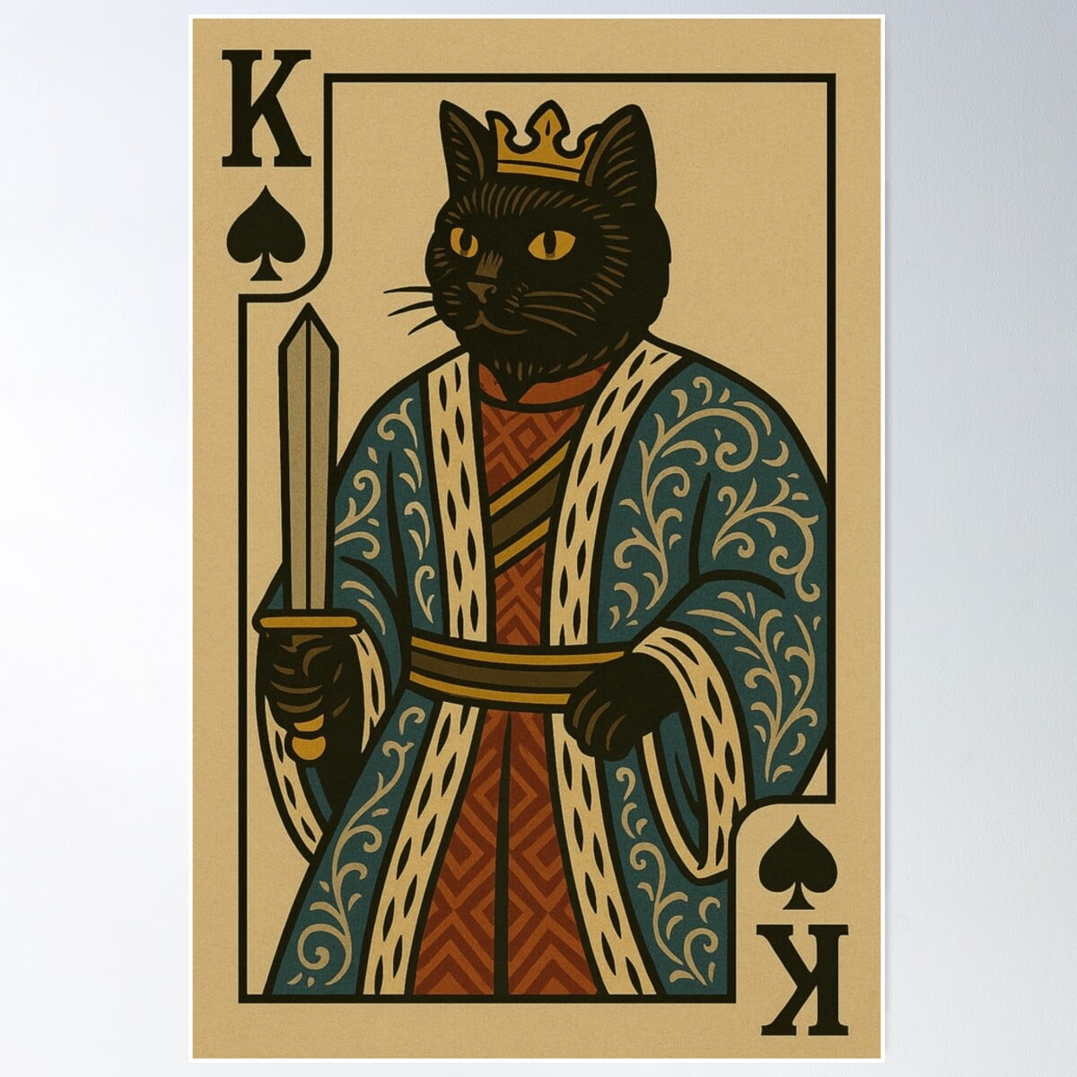 King Of Spades – Black Cat Playing Card Poster Wall Art, Modern Wall ...