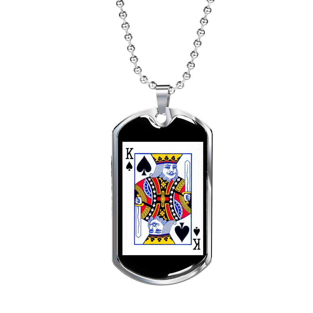 King Of Spades Card Dog Tag Stainless Steel or 18k Gold 24" Chain ...