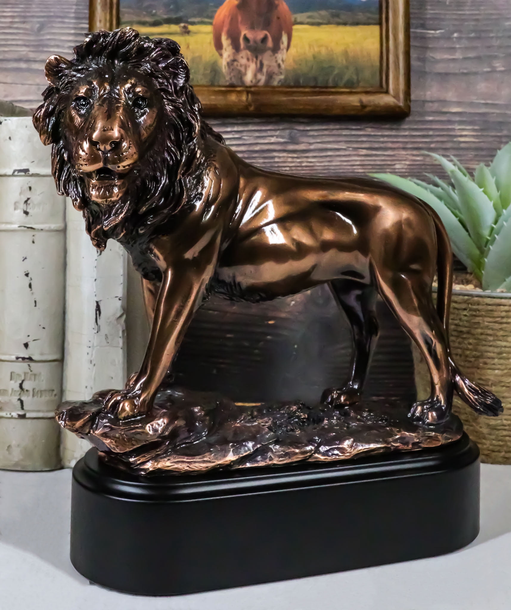 King Of The Jungle African Lion Pride Rock Scene Bronze Electroplated ...