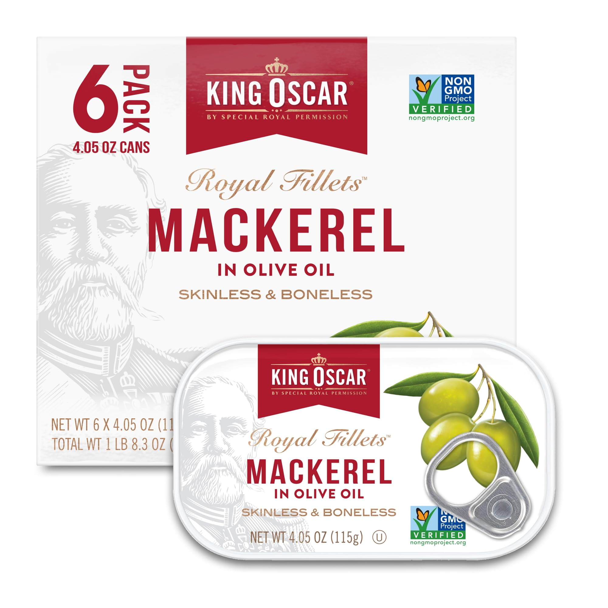 King Oscar Mackerel SCH4 in Olive Oil, 4.05 Ounce Can (Pack of 6 ...
