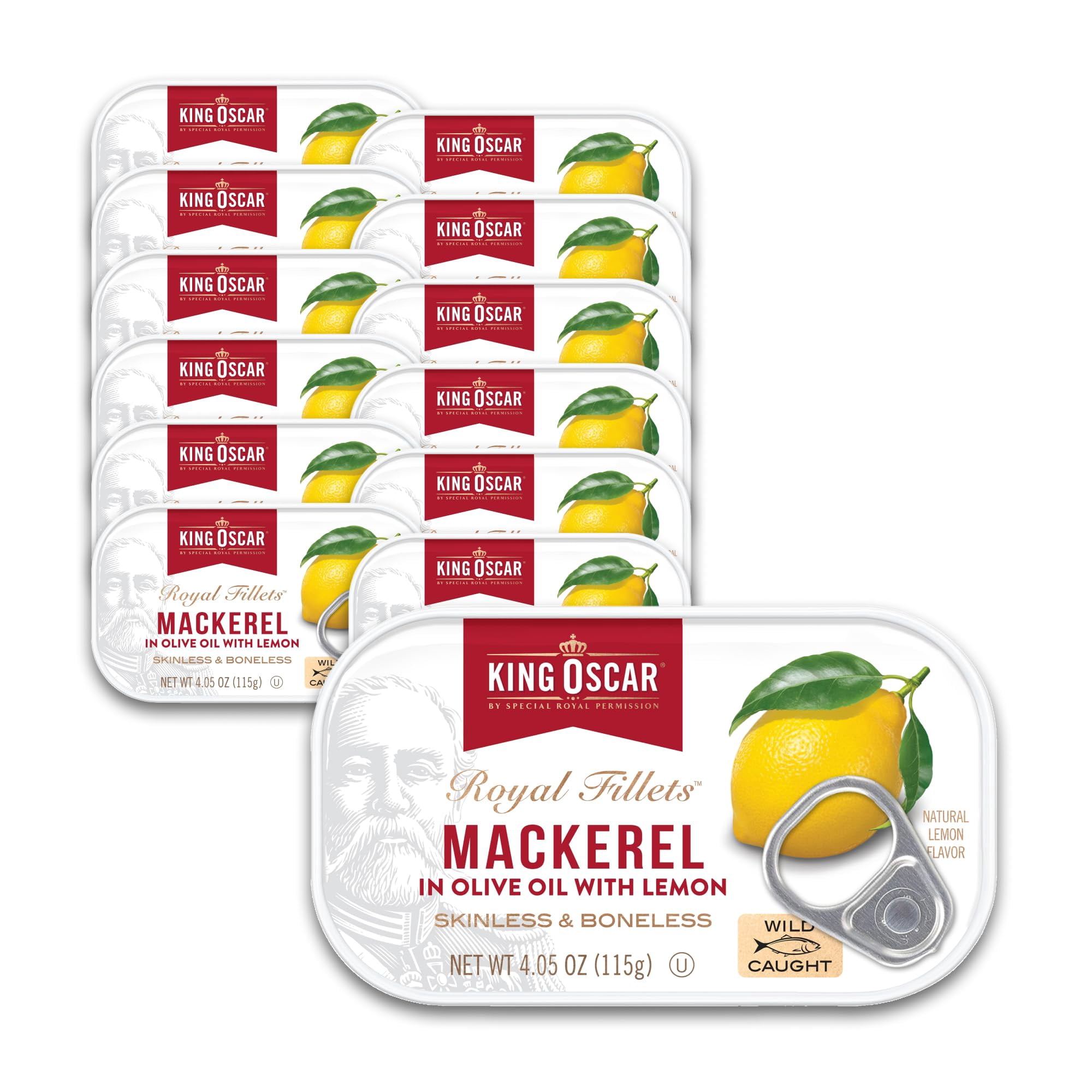 King Oscar Mackerel in Olive Oil with Lemon, 4.05 Ounce Cans (Pack of ...