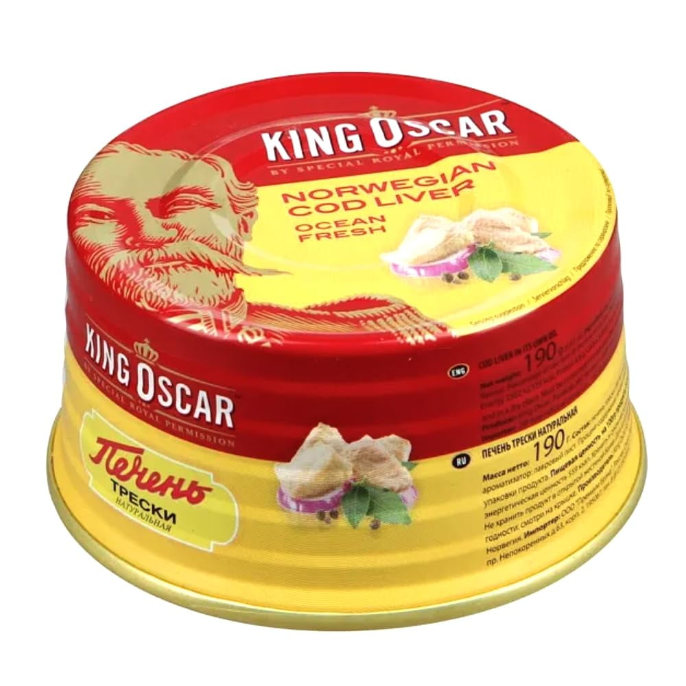 King Oscar Norwegian Natural Wild Caugh Cod Liver in own Oil 6.7oz/190g ...