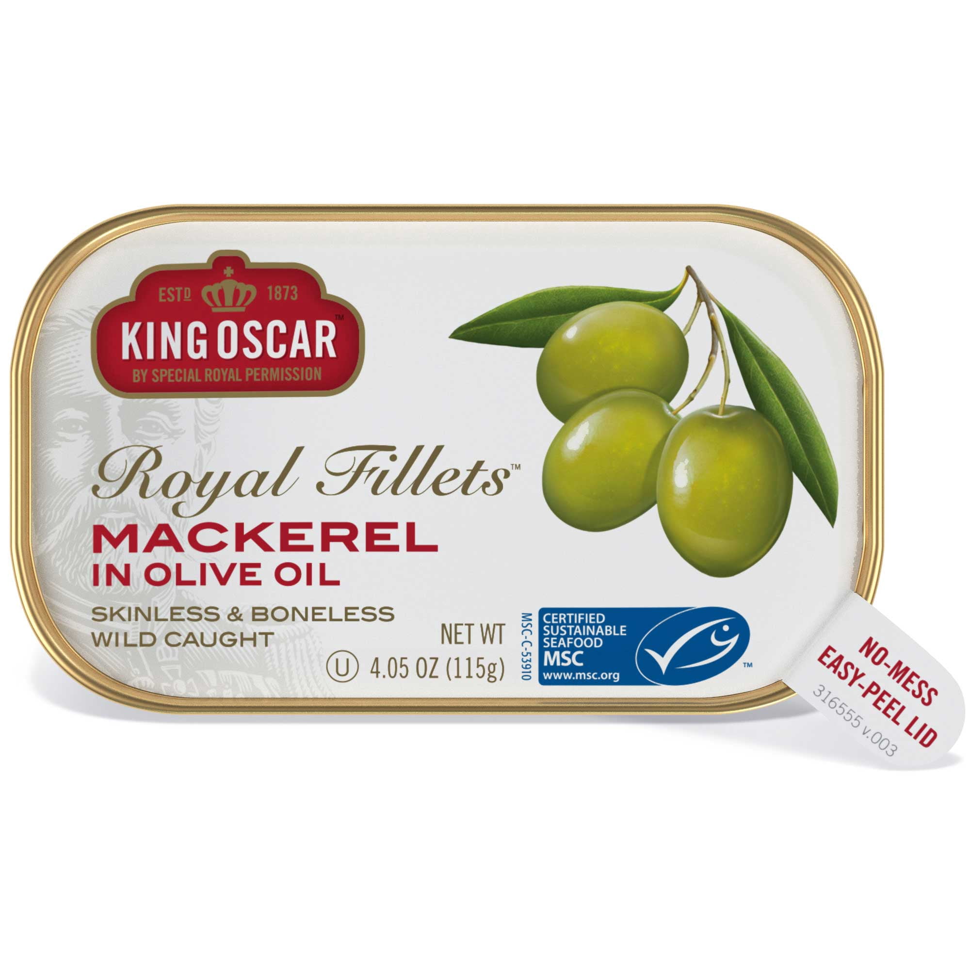 King Oscar Skinless Boneless Mackerel Royal Fillets in Olive Oil, 4.05 ...