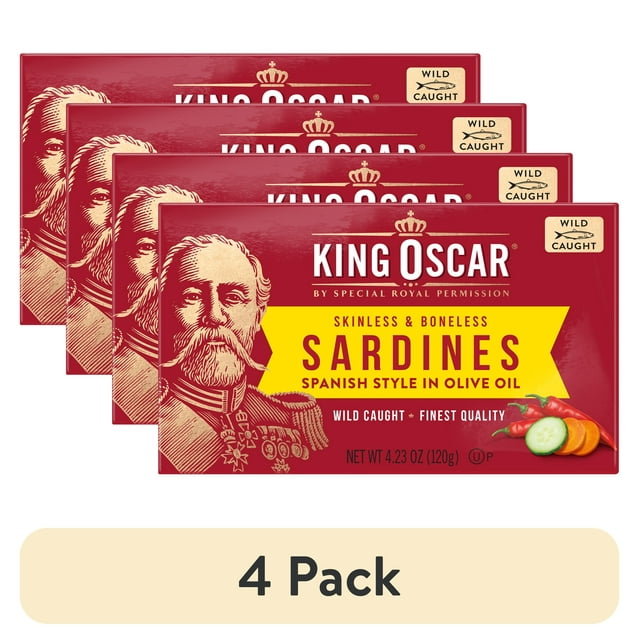 (4 pack) King Oscar Wild Caught Skinless & Boneless Sardines in Olive ...