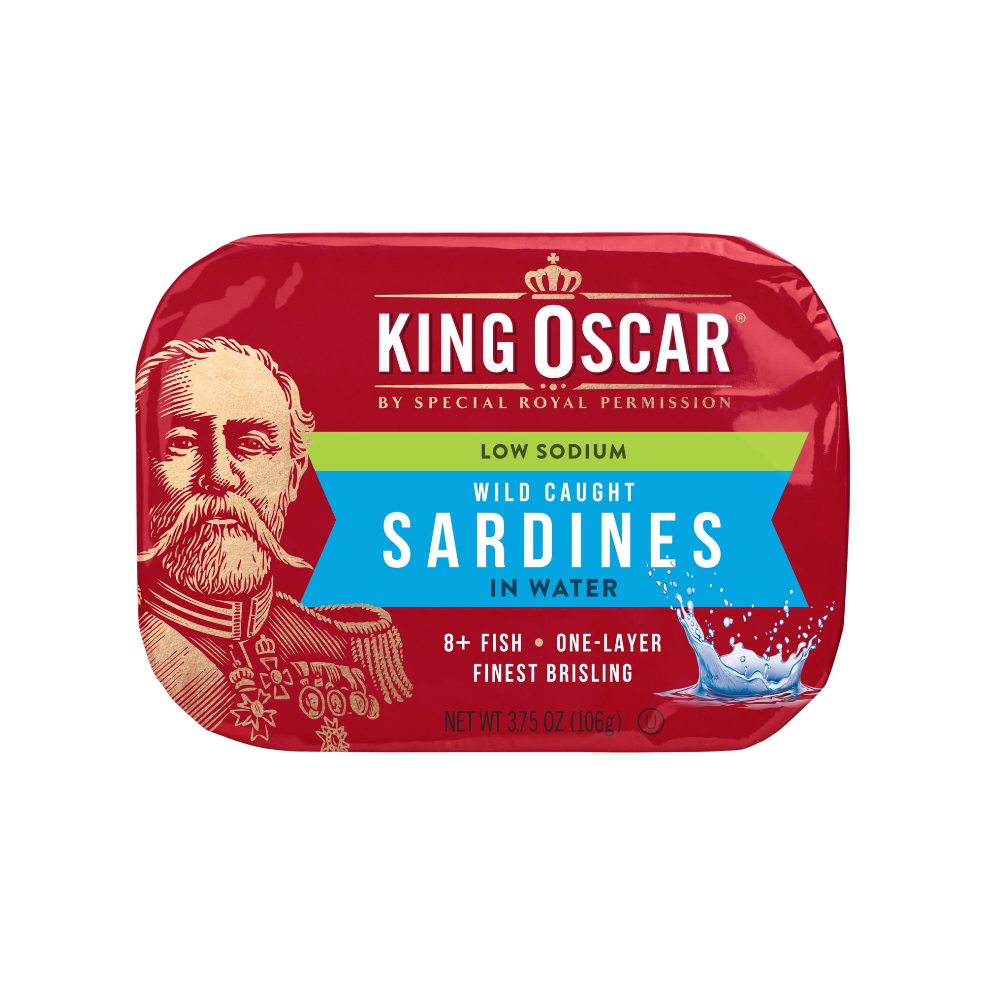 King Oscar Wild Caught Brisling Sardines in Water, Low Sodium 3.75 oz ...