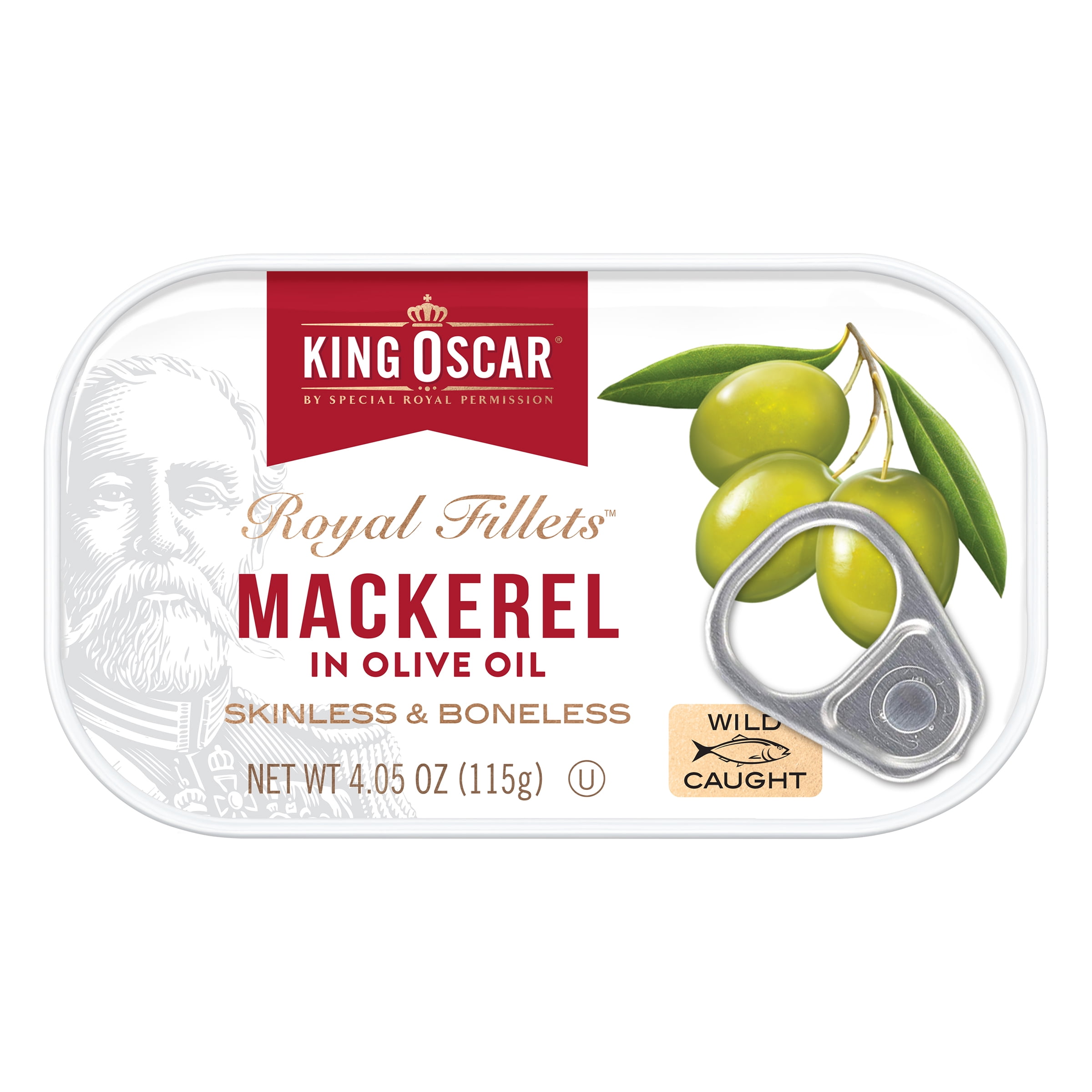 King Oscar, Skinless & Boneless Mackerel in Olive Oil, 4.05 oz ...