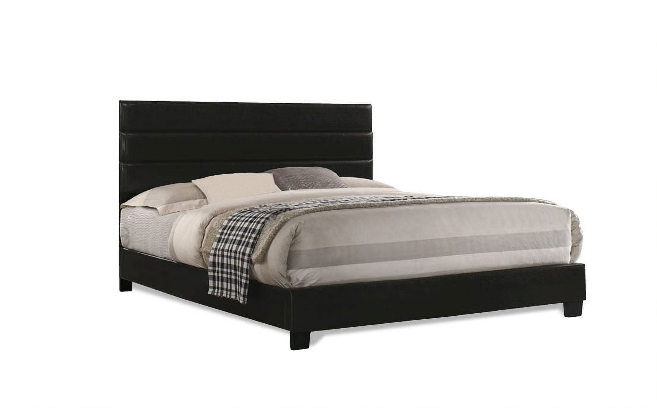 King Panel Upholstered Bed - Black Faux Leather - Walmart.com