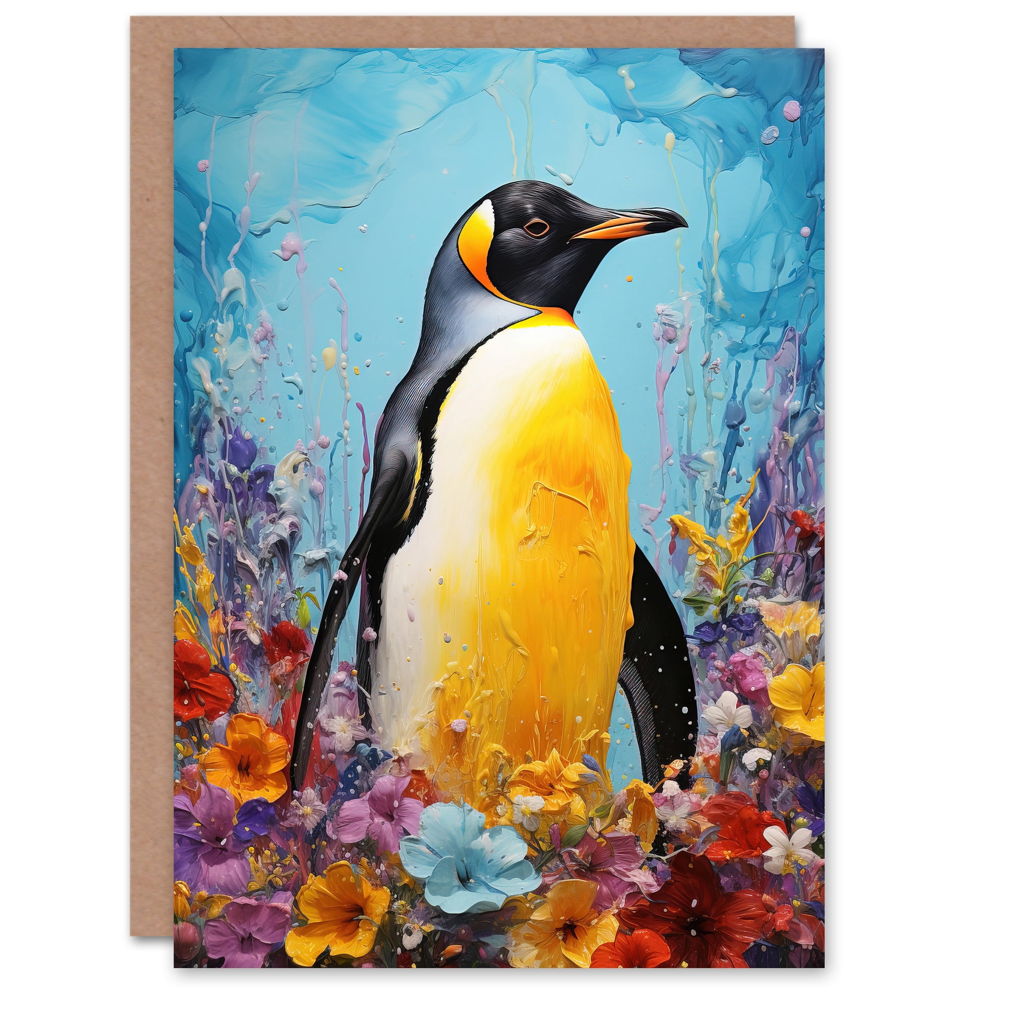 King Penguin Floral Flowers Colourful Fun for Wife Her Mum Sister ...