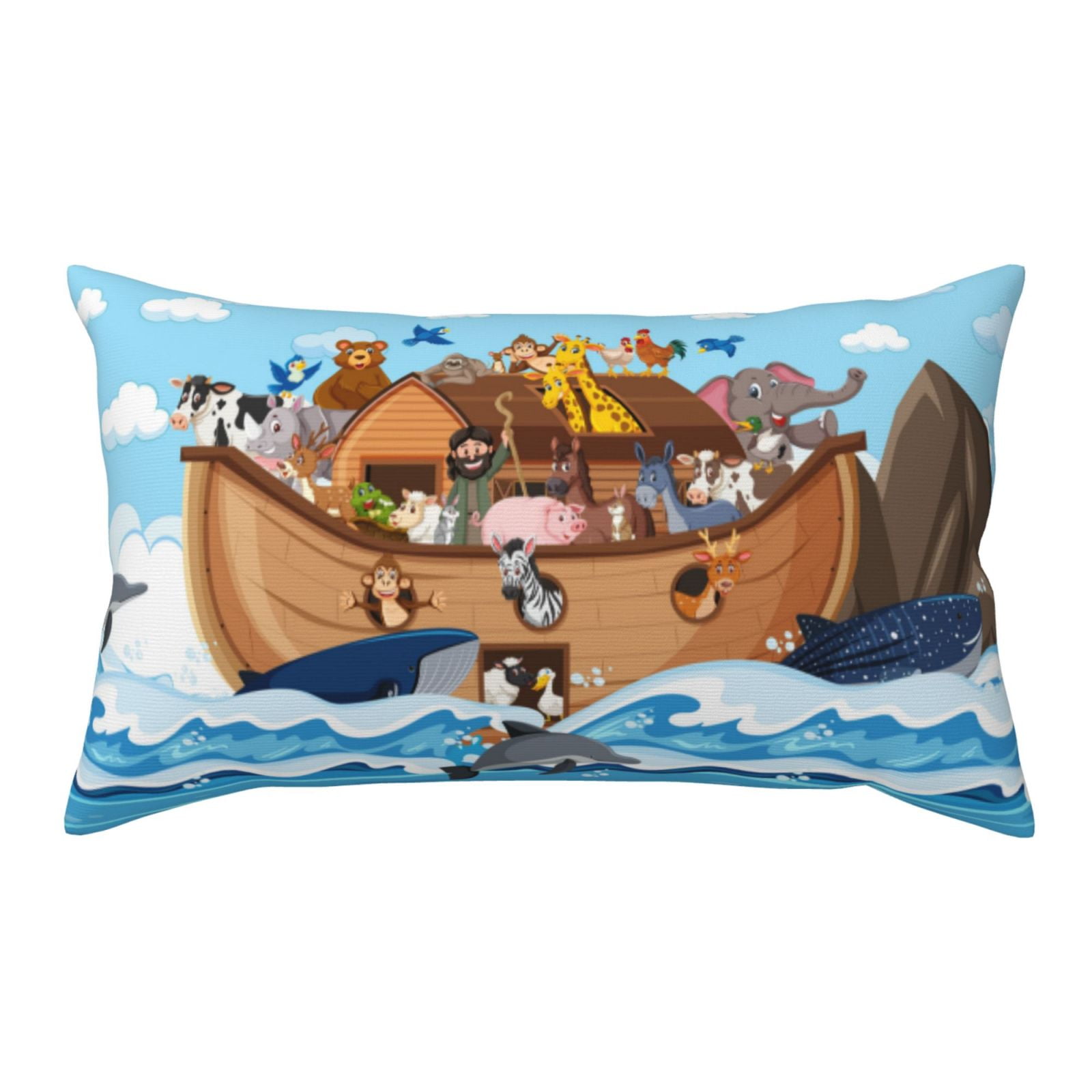 King Pillow Cases Standard Size - Animals on Noah's Ark Floating -标题2 ...