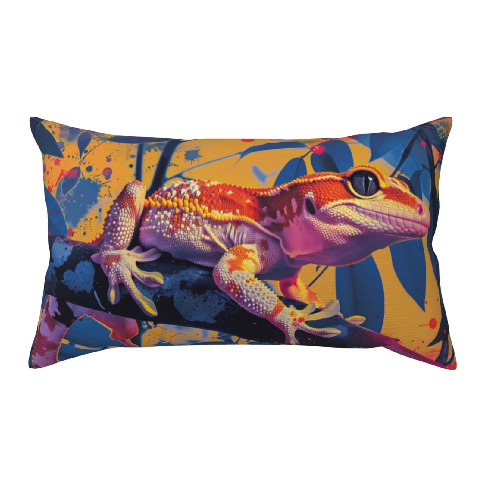 King Pillow Cases Standard Size - Colorful Gecko Jungle Art -标题2 ...