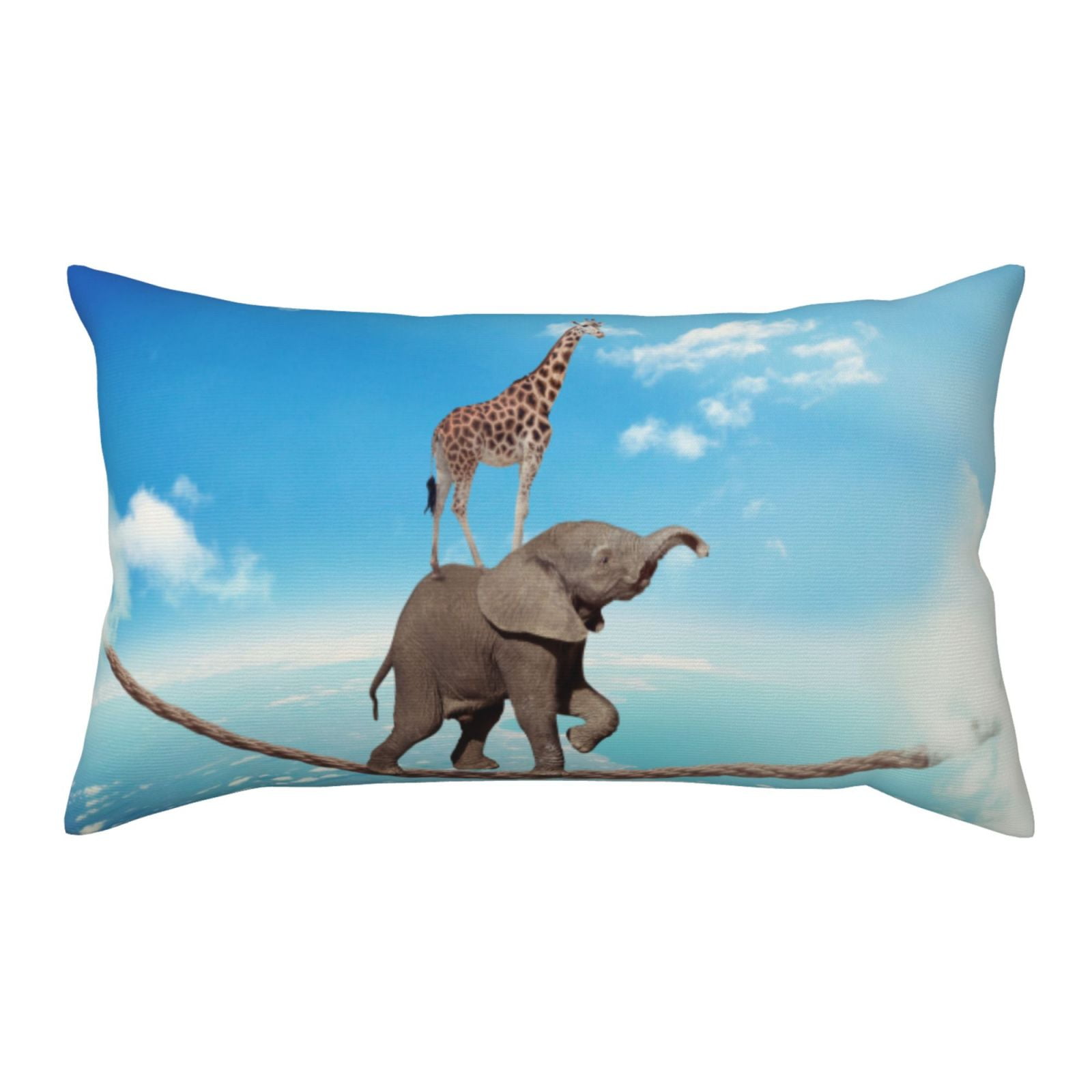 King Pillow Cases Standard Size - Elephant Giraffe Overcomes Fear Soft ...