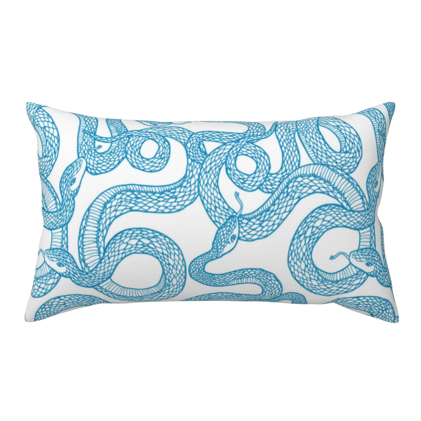 King Pillow Cases Standard Size - Simple Blue Lines Cute Snake Soft ...