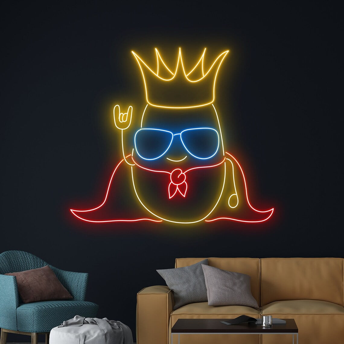 King Potato Neon Sign Crown Potato Led Light Potato Crown Room Wall ...
