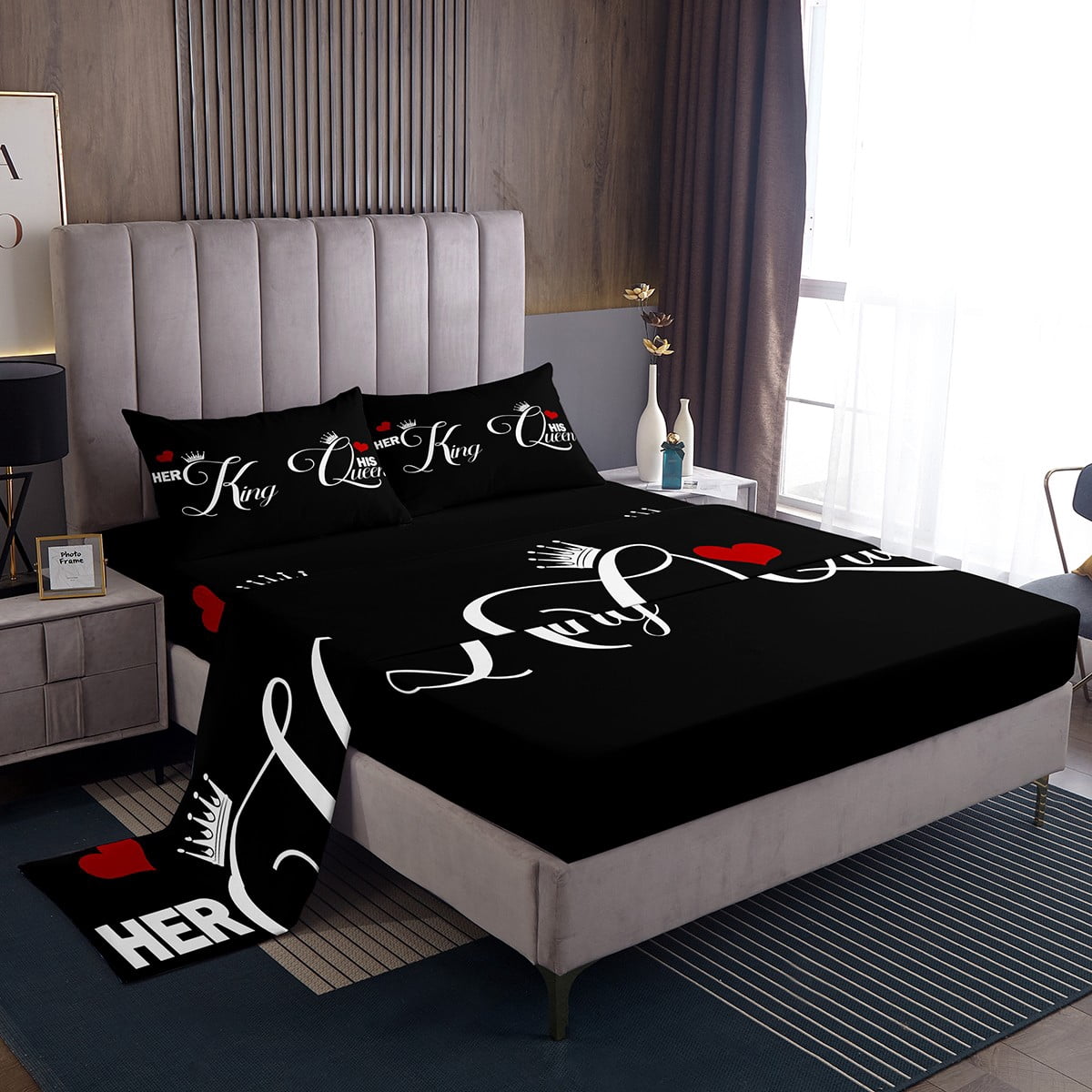King and Queen Bed Sheets Set Her King and His Queen Crown Sheets Queen ...
