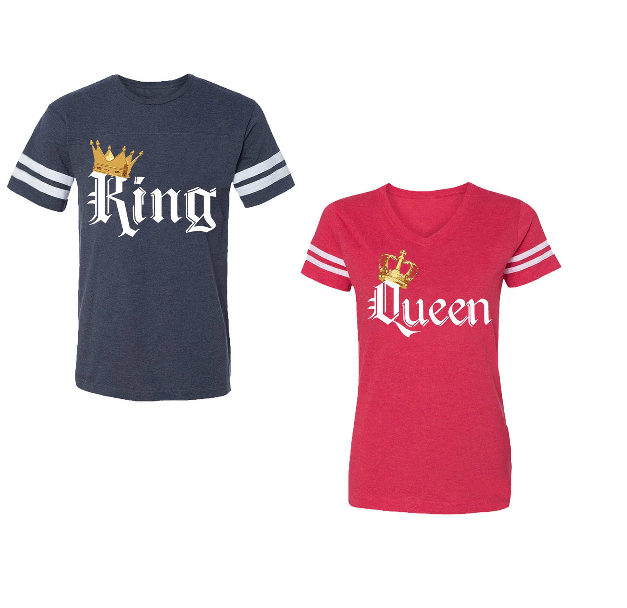 King & Queen Color Unisex Couple Matching Cotton Jersey style T-Shirt ...