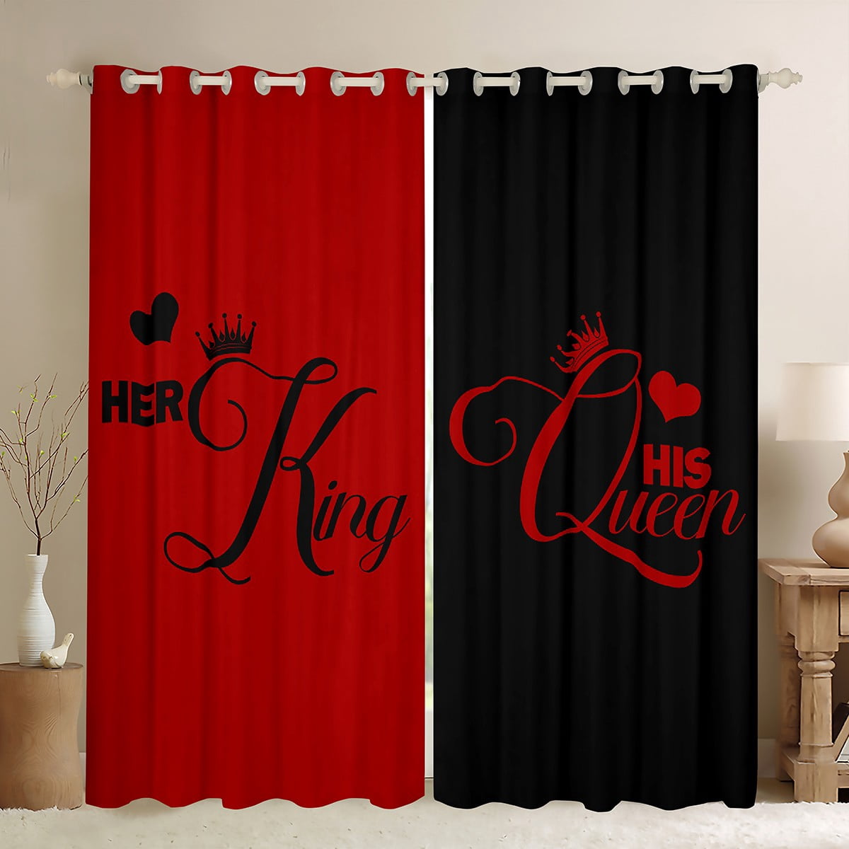 King and Queen Crown 30%-50% Blackout Curtains Her King and His Queen ...