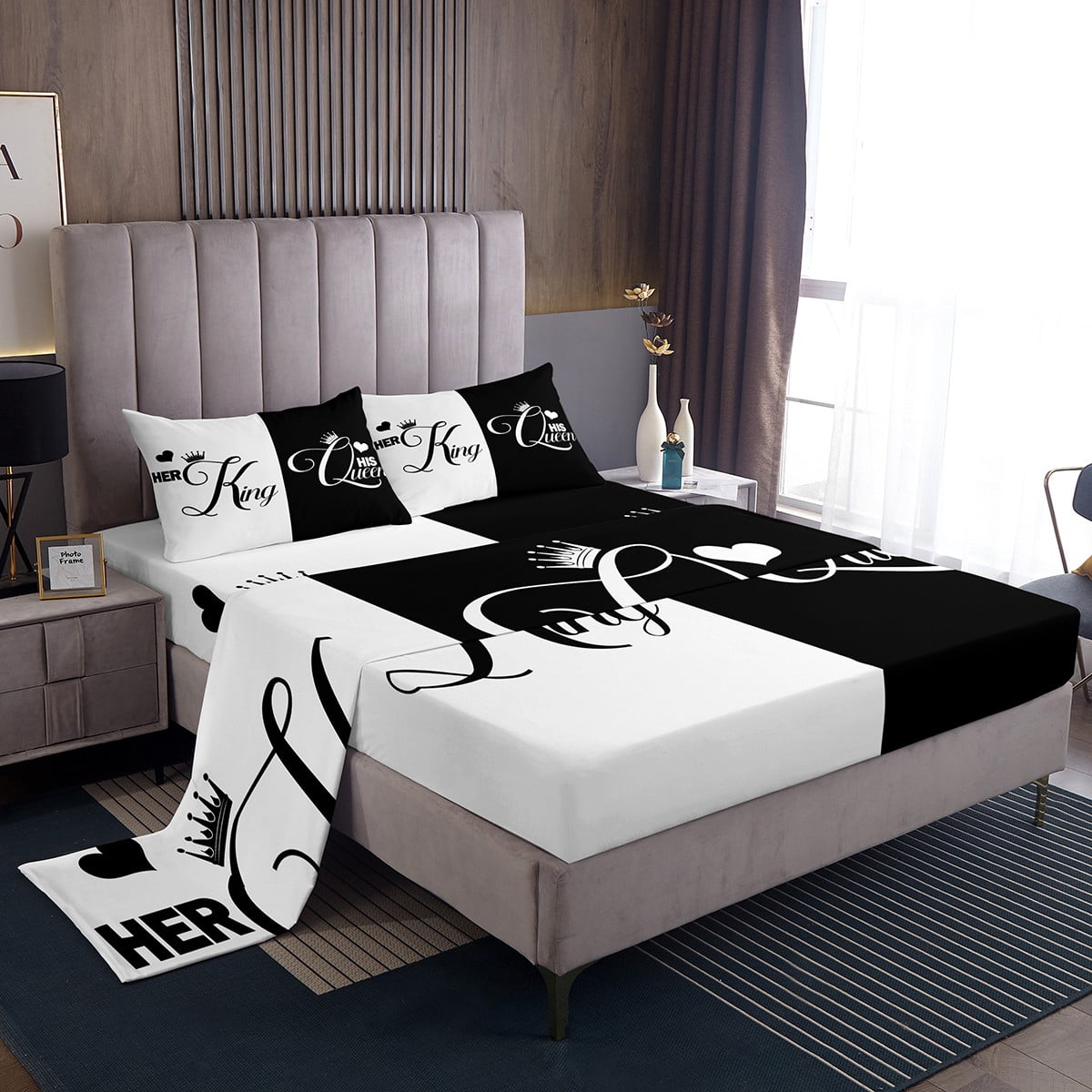 King and Queen Crown Bed Sheets Set Her King and His Queen Sheet Set ...