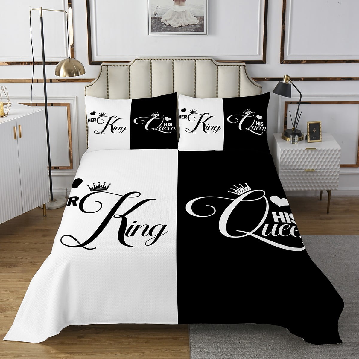 King and Queen Crown Quilt Set Her King and His Queen Bedspread Set ...
