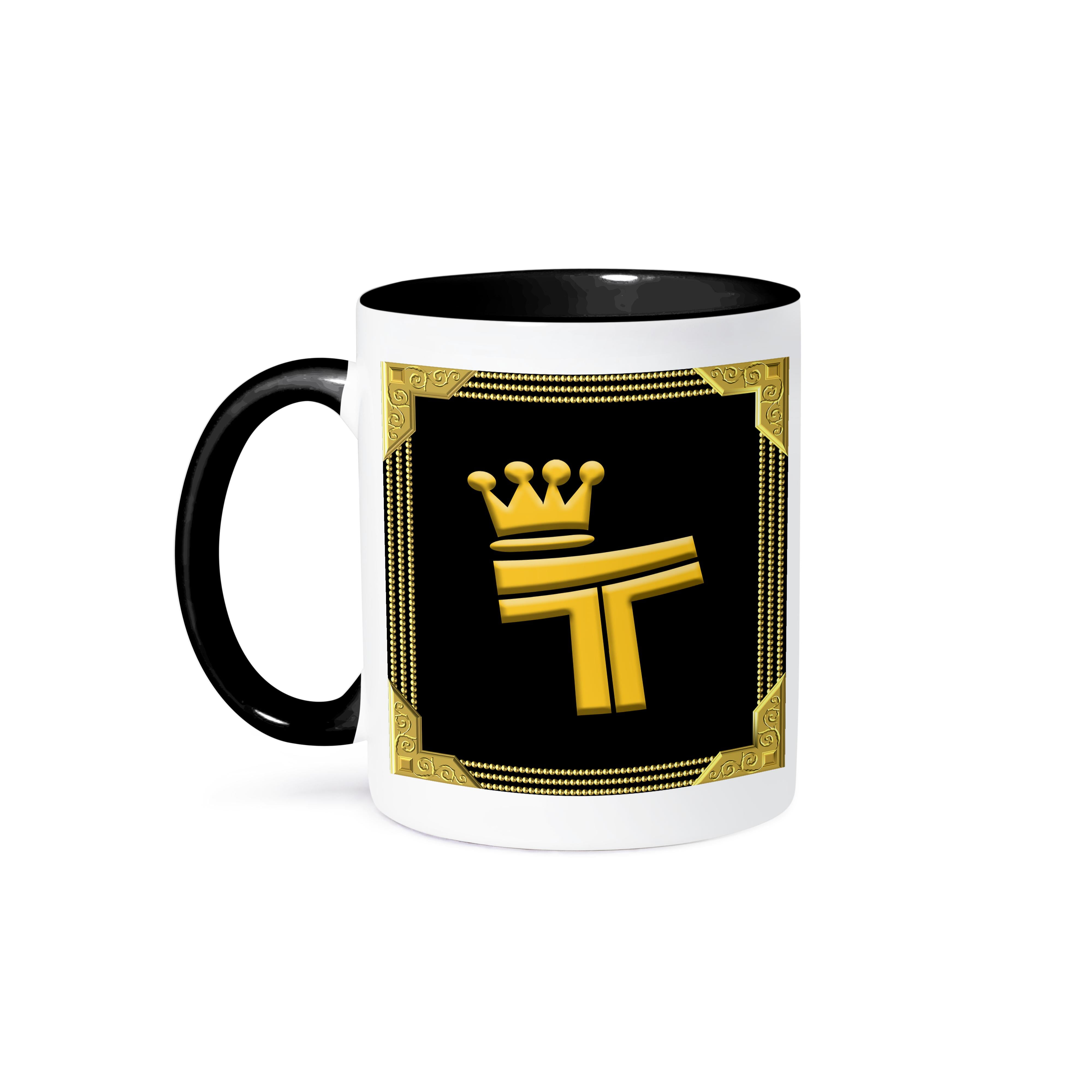 3drose, King, Queen Crown, Rich Frame. Yellow on Black. Gorgeous Letter ...