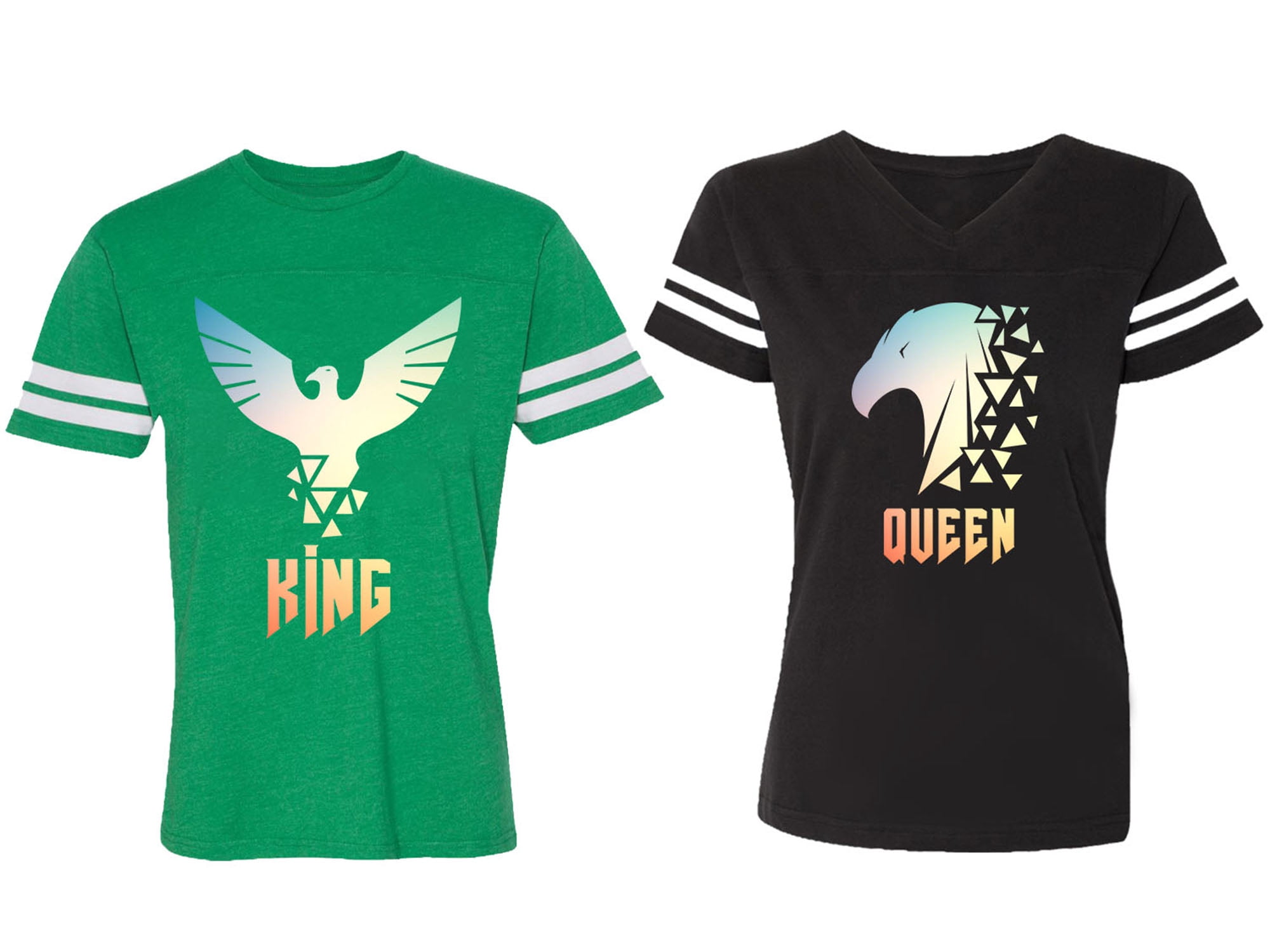 King Queen Eagle Sunny Matching Couple Cotton Jerseys (Men Green ...