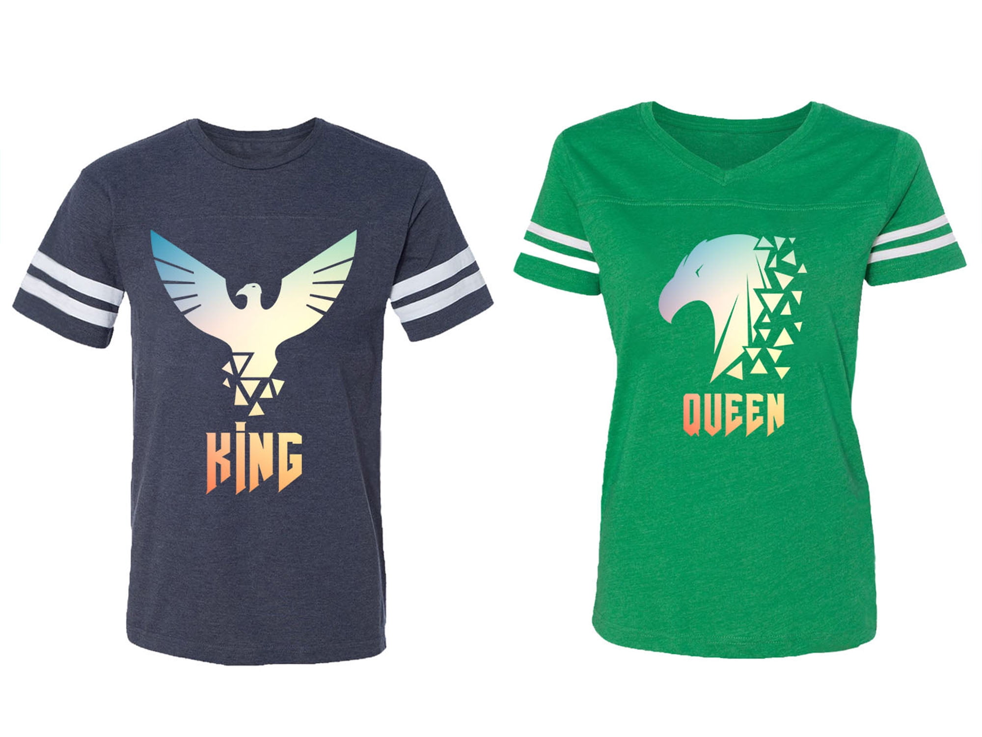 King Queen Eagle Sunny Matching Couple Cotton Jerseys (Men Navy / Women ...
