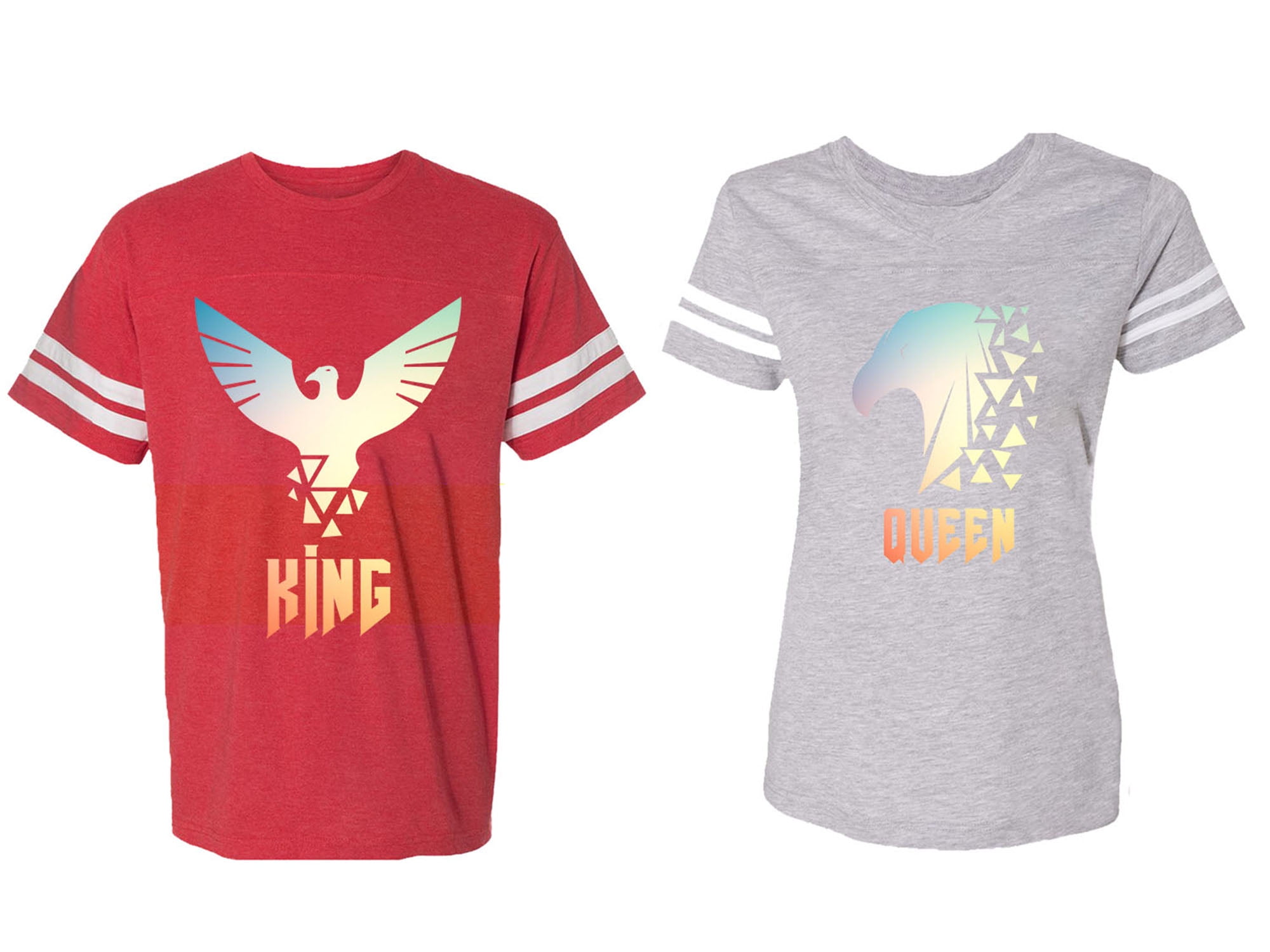 King Queen Eagle Sunny Matching Couple Cotton Jerseys (Men Red / Women ...