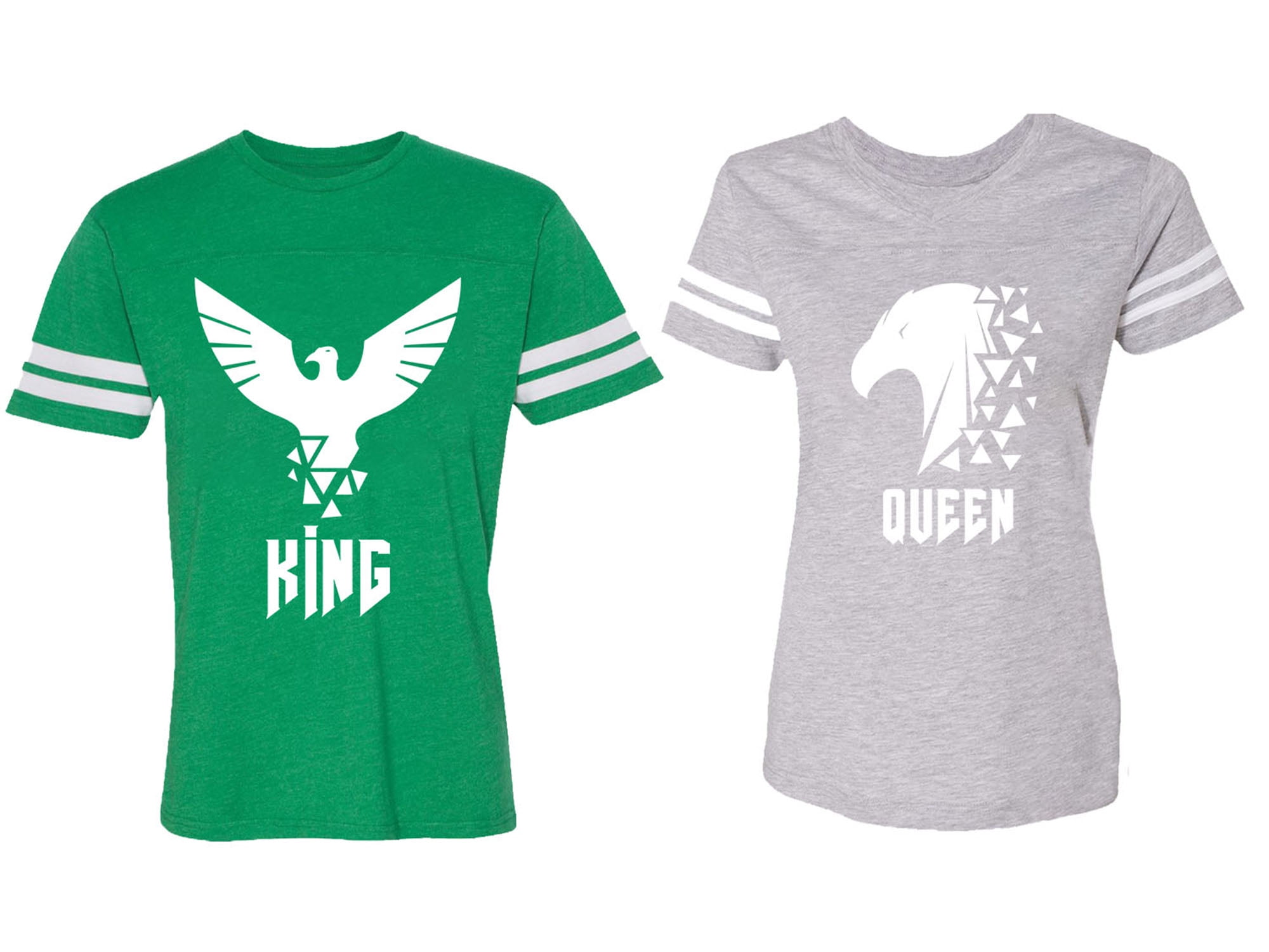 King Queen Eagle White Matching Couple Cotton Jerseys (Men Green ...