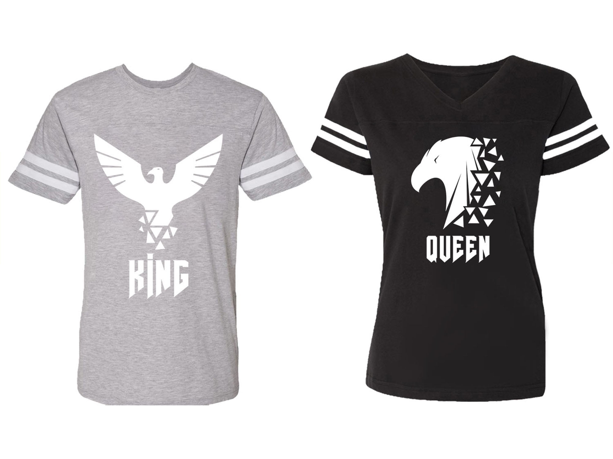 King Queen Eagle White Matching Couple Cotton Jerseys (Men Heather ...