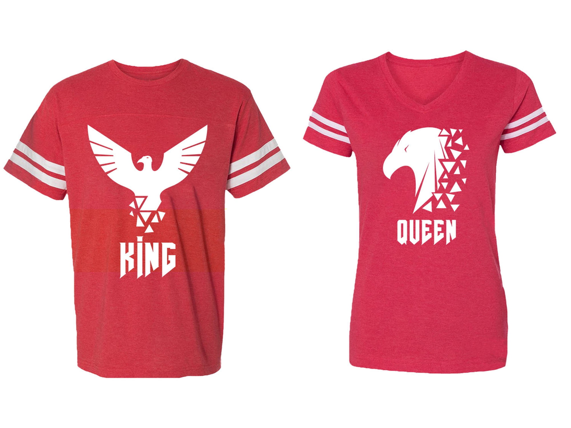 King Queen Eagle White Matching Couple Cotton Jerseys (Men Red / Women ...