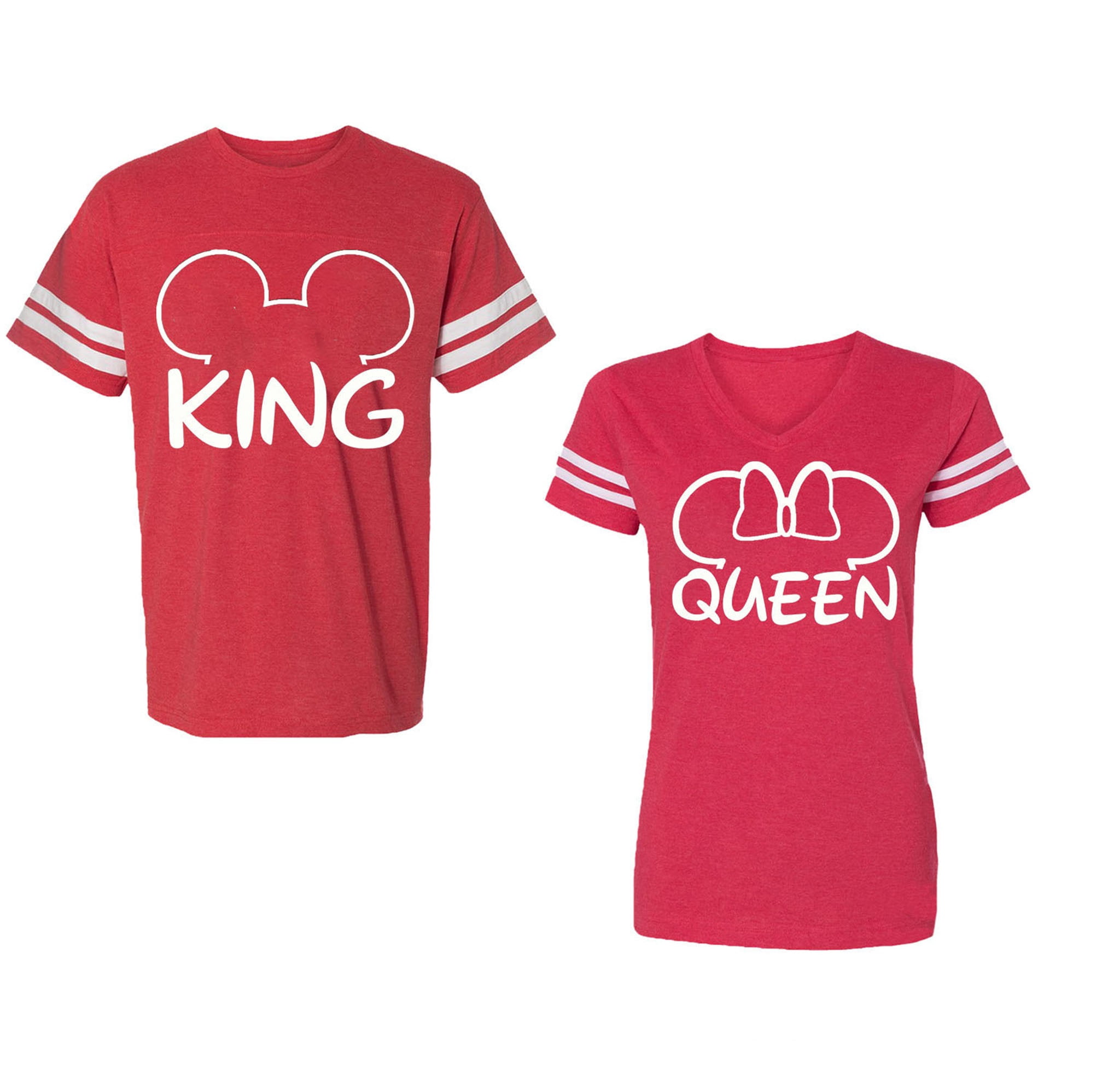King Queen Ear Unisex Couple Matching Cotton Jersey style T-Shirt ...