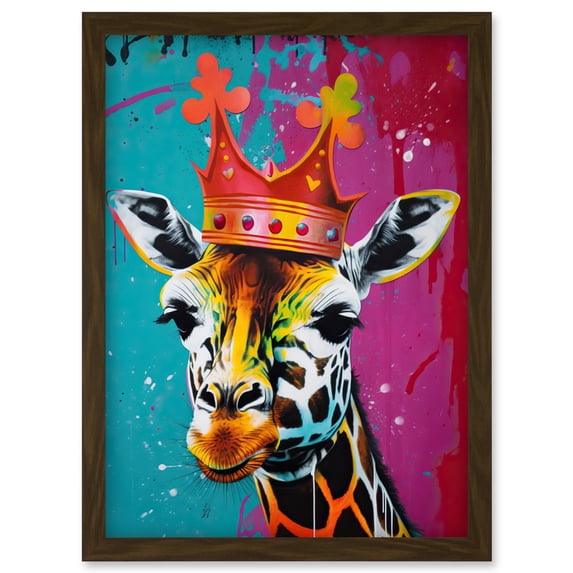 King Queen Giraffe Wearing a Crown Modern Pop Art Artwork Framed Wall ...